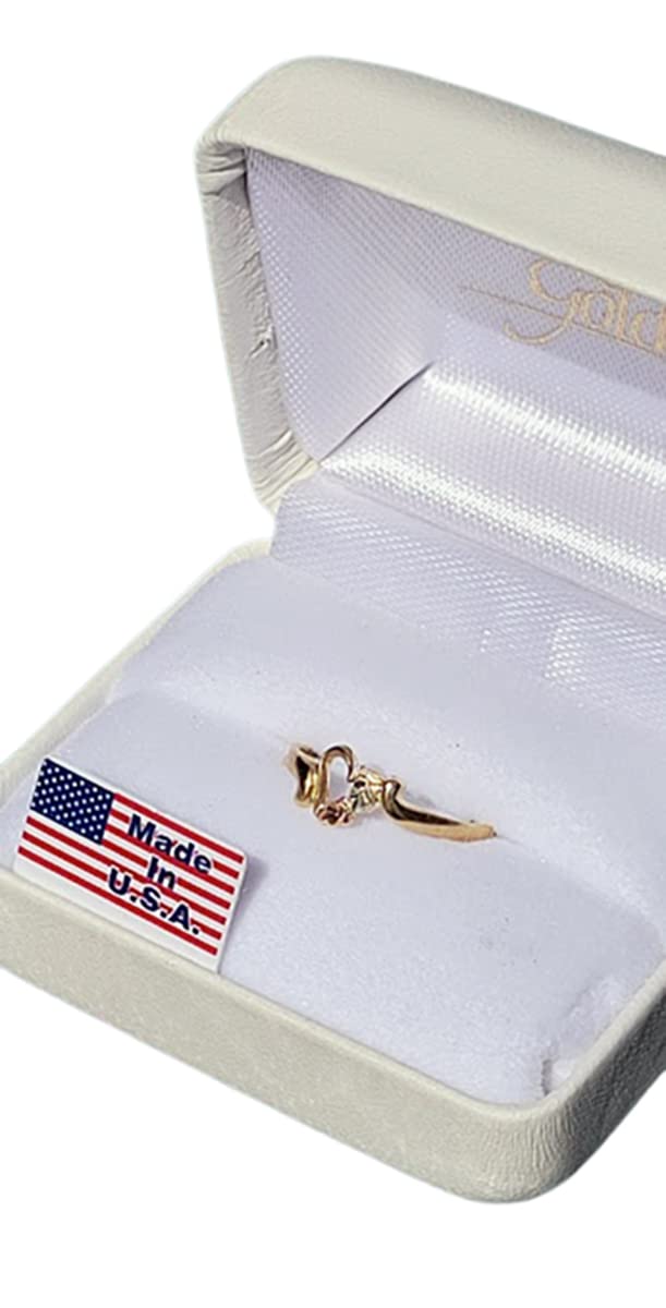Petite Open Heart Ring, 10k Yellow Gold, 12k Pink and Green Gold in Black Hills Gold Motif, Size 7.75