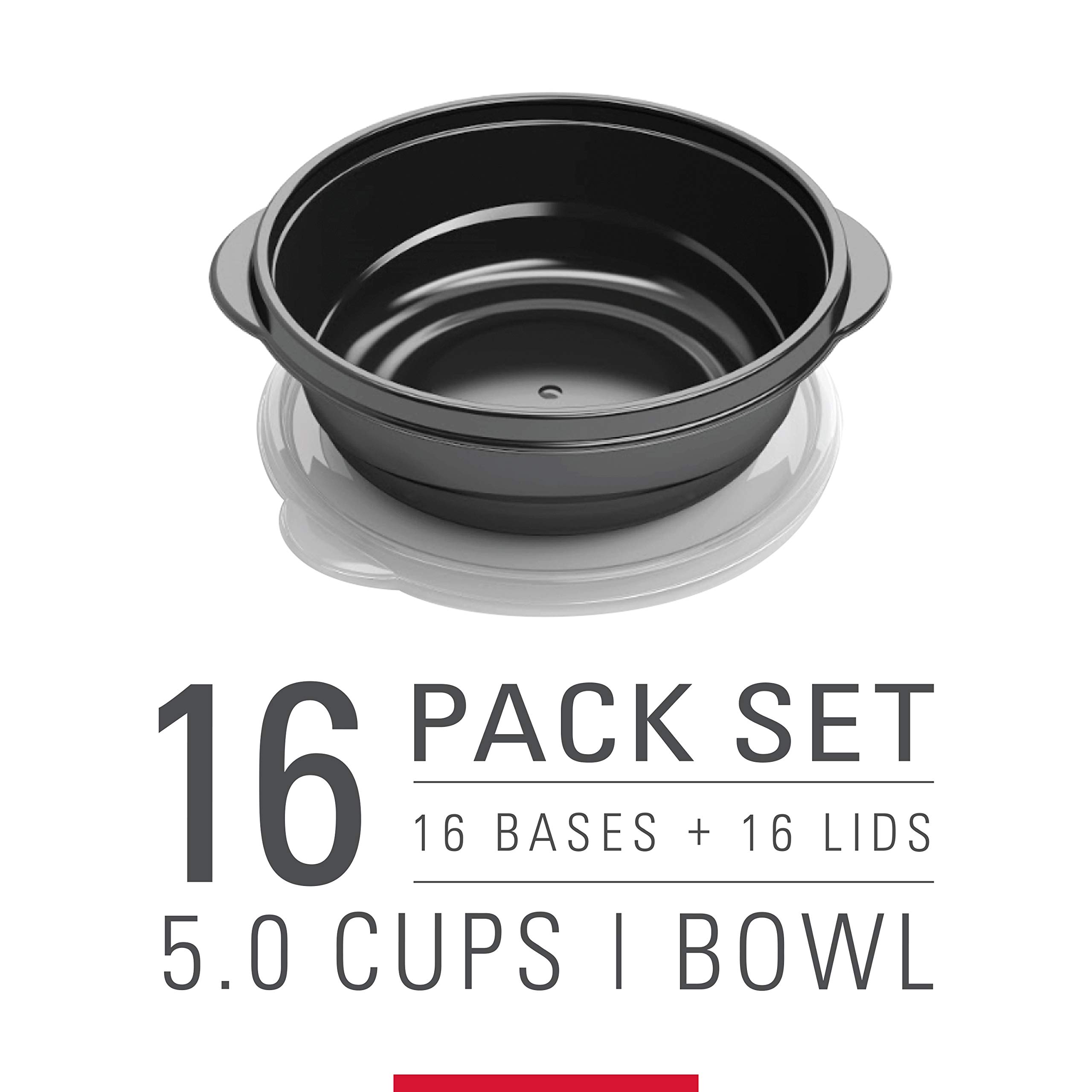 Rubbermaid 16-Piece Food Storage Containers, Red & 32-Piece Food Storage Containers with Lids for Lunch, Meal Prep, and Leftovers, Dishwasher Safe, 5-Cup, Black