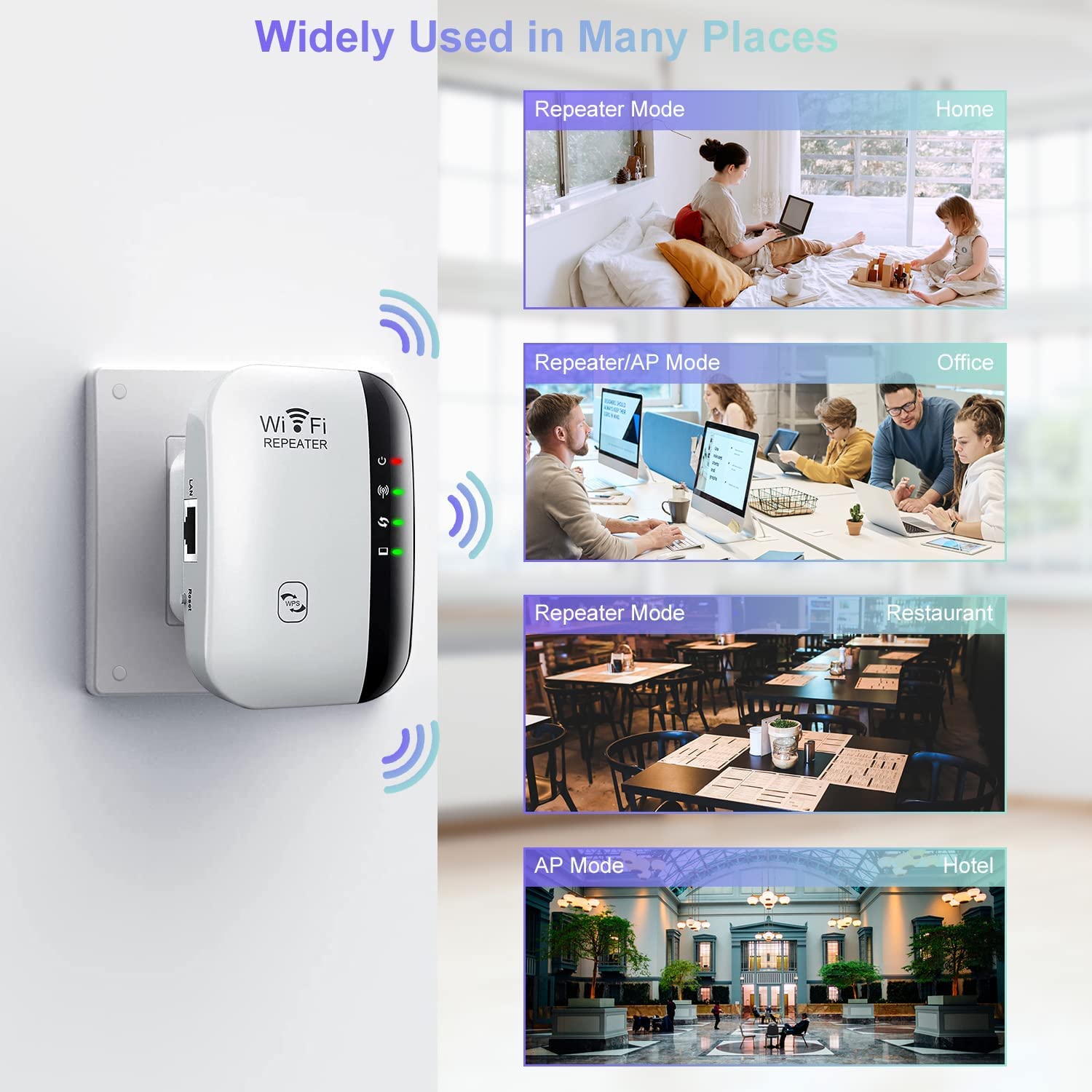 WiFi Extender Signal Booster Up to 2640sq.ft and 25 Devices, Wireless Internet Repeater, WiFi Range Extender, Long Range Amplifier with Ethernet Port, 1-Tap Setup, Access Point, Alexa Compatible