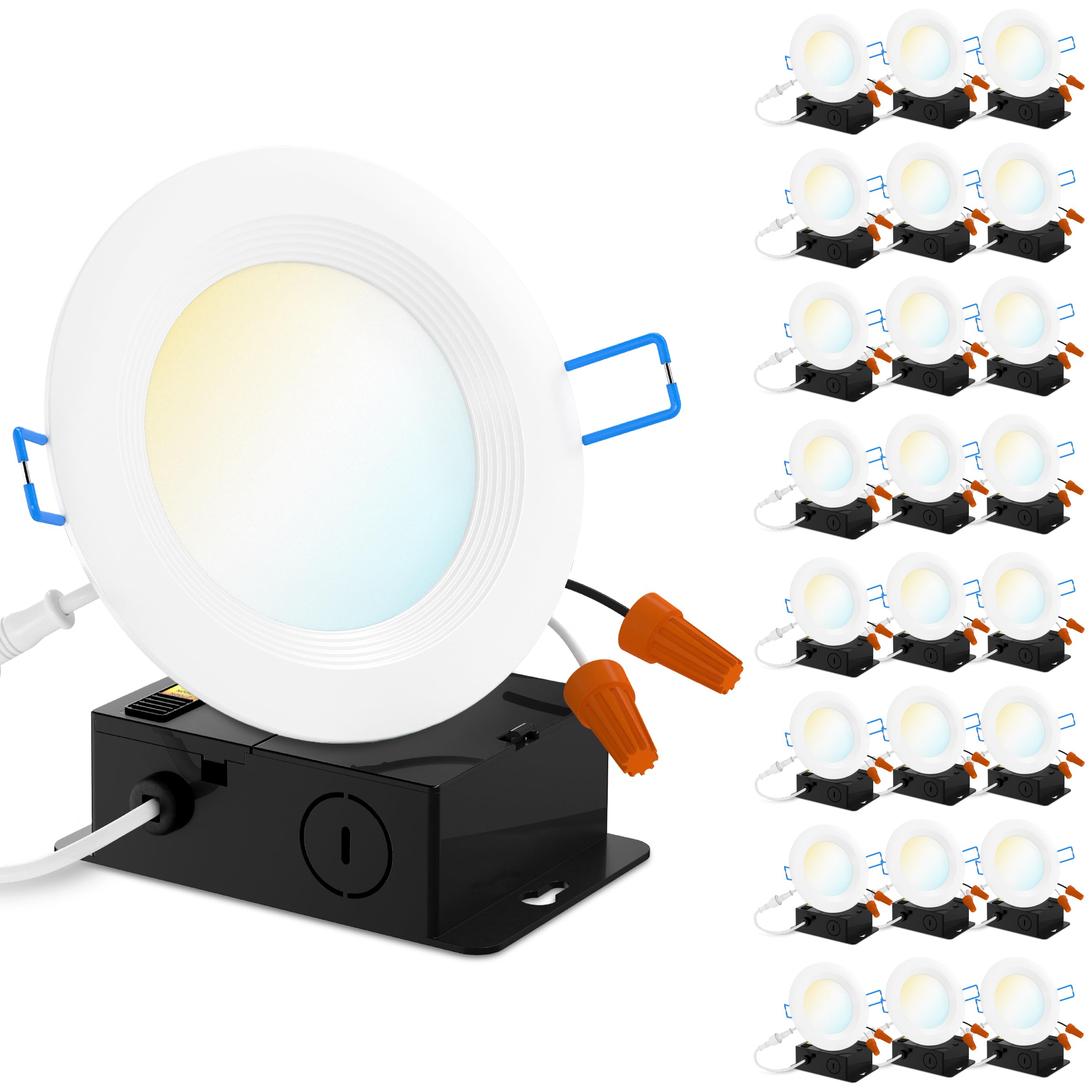 Sunco 24 Pack 4 Inch Ultra Thin LED Recessed Ceiling Light Slim, 2700K Soft White, Dimmable 10W, Baffle Trim