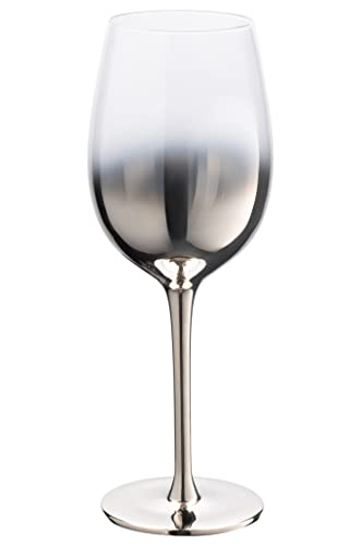 Vikko Décor Silver Ombre White Wine Glasses | Thin, Handblown Glass – Tall, Elegant Stem – Dishwasher Safe – 17.5 Ounce Cup – Great Gift Idea – Set of 12 Wine Glasses