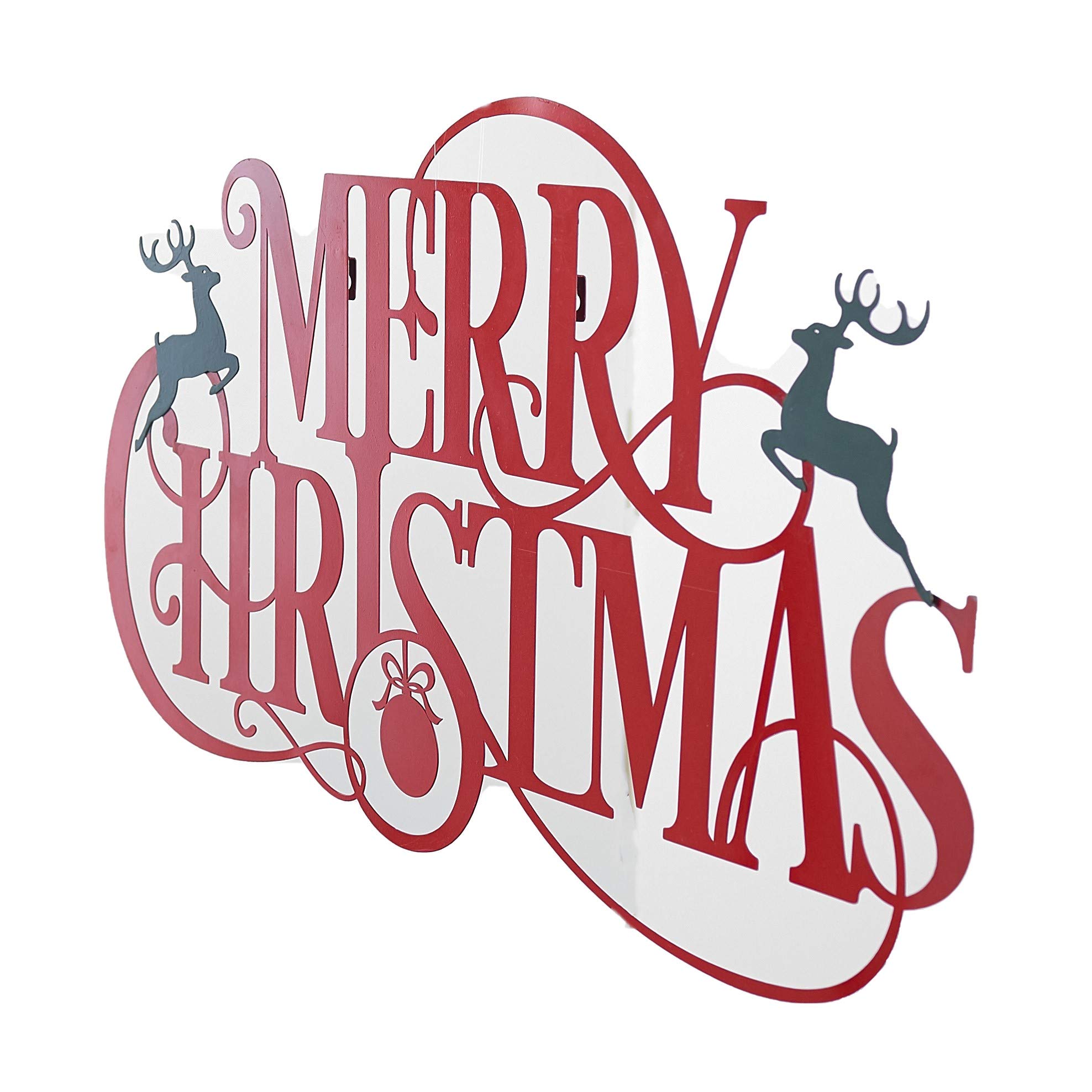 The Lakeside Collection Metal Holiday Wall Hanging Merry Christmas Sign for Indoors and Home