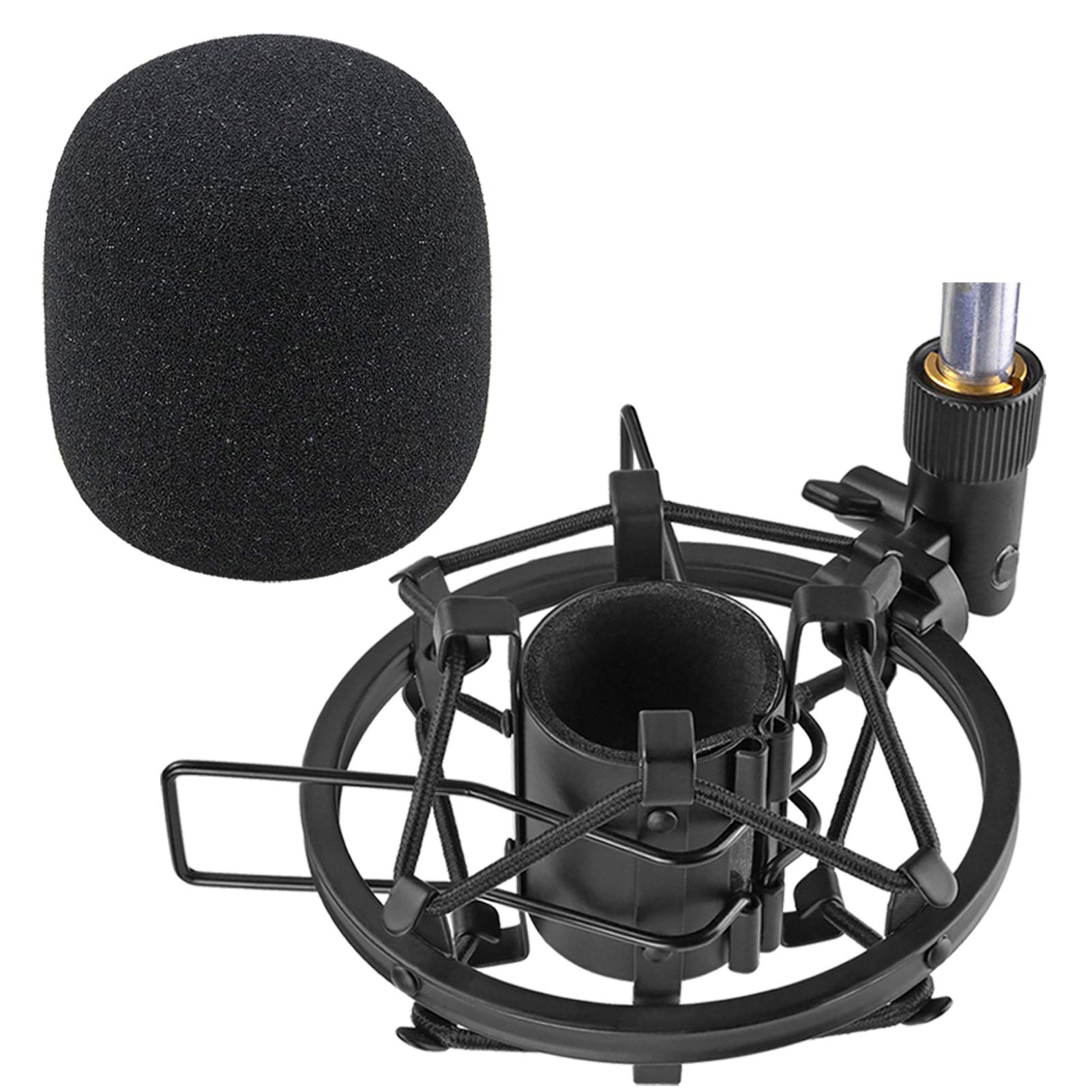 SUNMON SM58S Microphone Shock Mount Holder with Foam Windscreen for Absorbe Vibration and Noise, Pop Filter Suitable for SM58S, SM58 Dynamic Mic