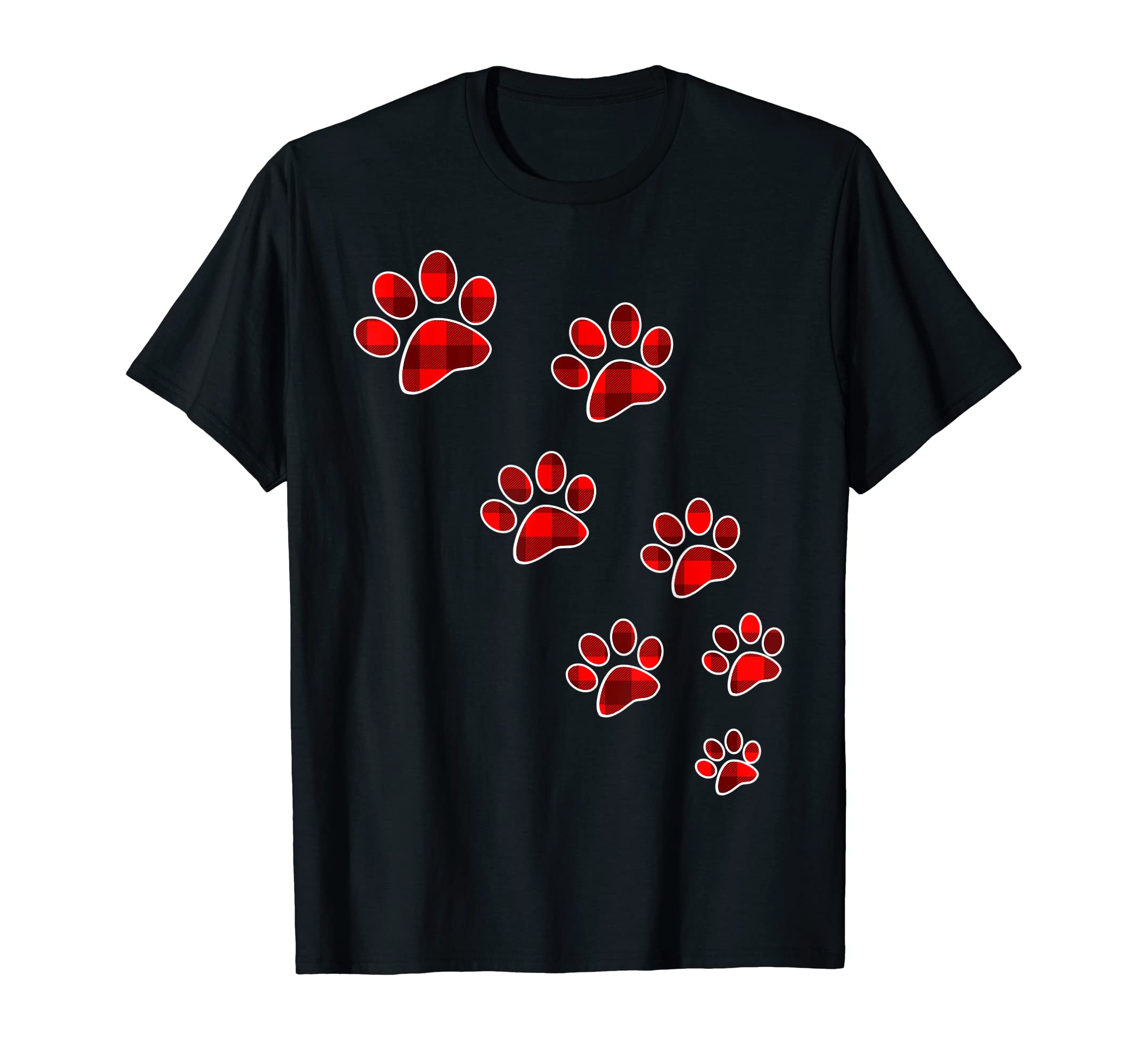 women's cute dog addict paw buffalo plaid puppy for women T-Shirt
