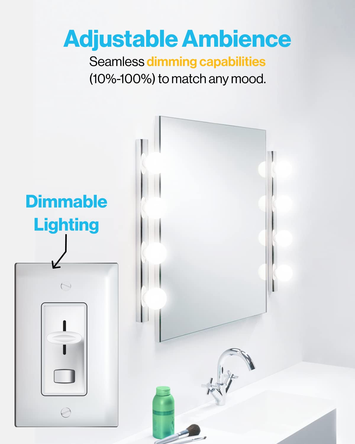 Sunco 8 Pack Vanity Globe Light Bulbs G25 LED for Indoor Bathroom Mirror Living Area, CRI92 5000K Daylight, Dimmable 450 LM, 6W, E26 Base, Round Frosted Classic Ambient Decorative Bulb, UL