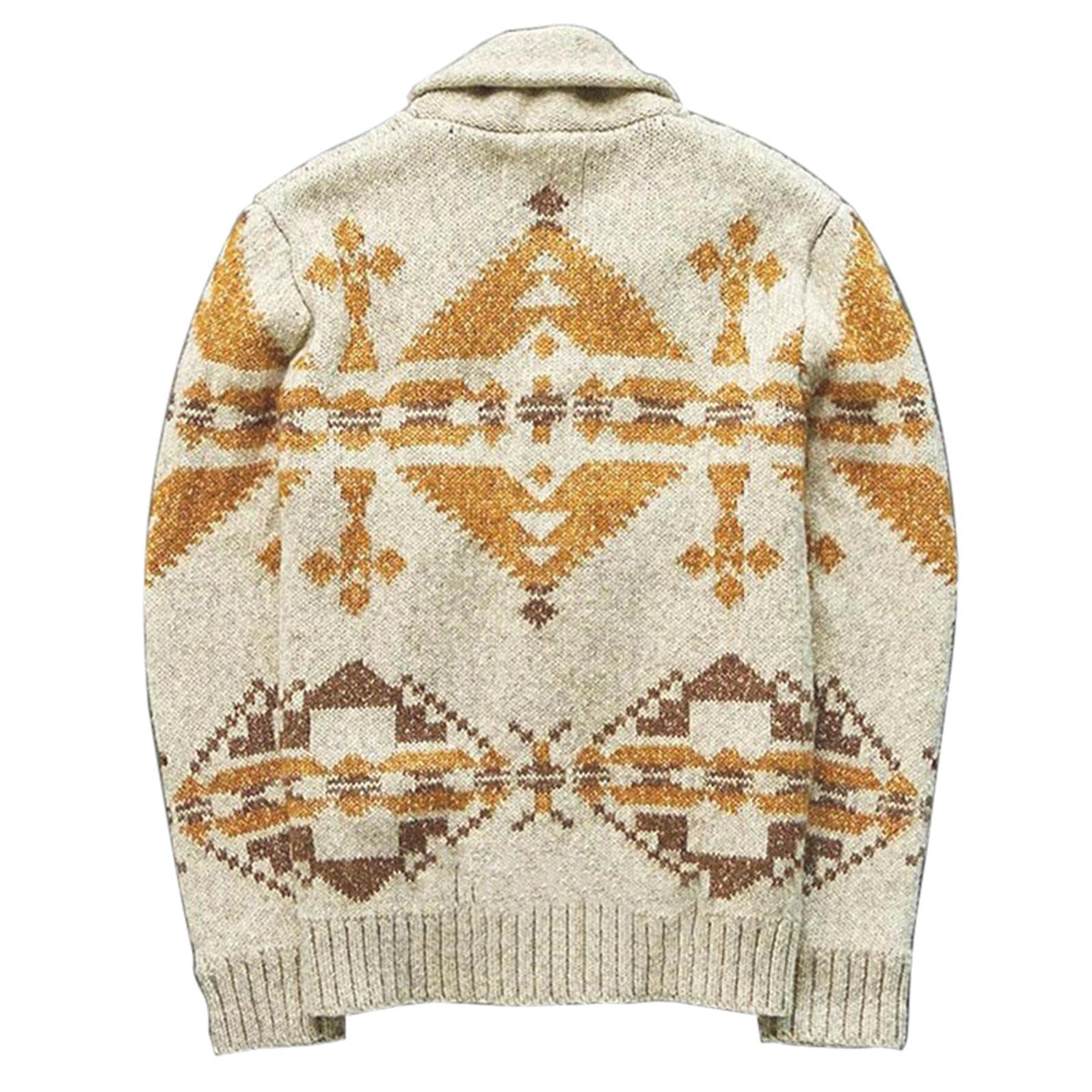 Stoota Mens Cable Knit Cardigan Sweater, Shawl Collar Single Breasted Button Long Sleeve Casual Cardigan Sweater Outwear, Khaki, 3X-Large