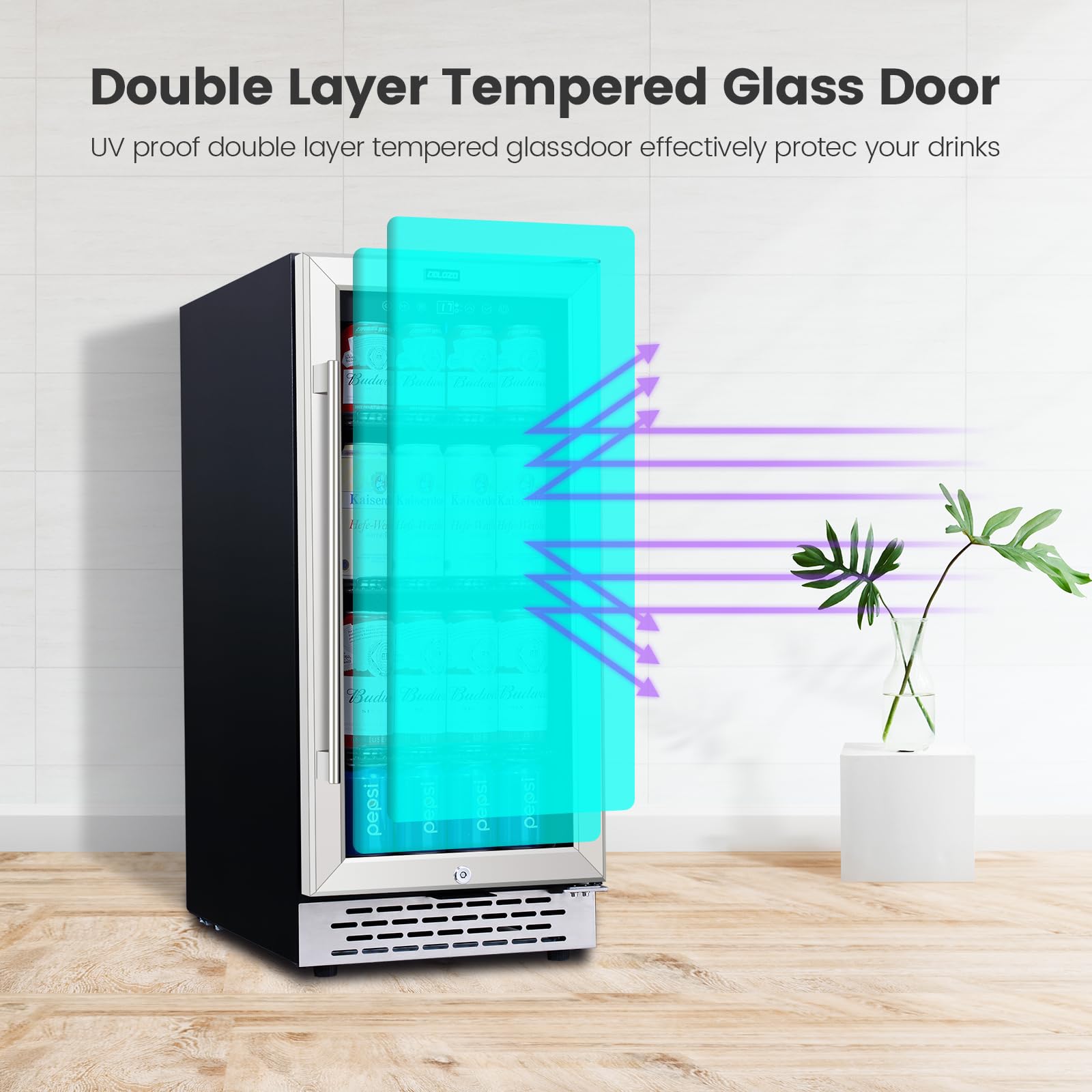 Upgraded 110 Bottles Wine Cooler Refrigerator, 24 Inch Wine Fridge Built-in or Freestanding with Professional Compressor, Double-Layer Tempered Glass Door Lockable Wine Cellars