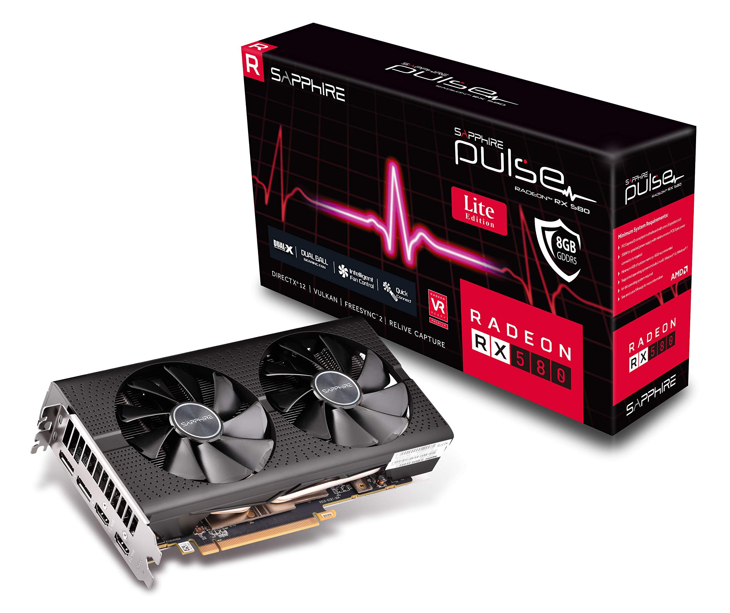 Sapphire Technology 11265-67-20G-cr Sapphire 11265-67-20G Radeon Pulse RX 580 8GB GDDR5 Dual HDMIDual DP OC wBackplate (UEFI) PCI-E Graphics Card (Renewed)