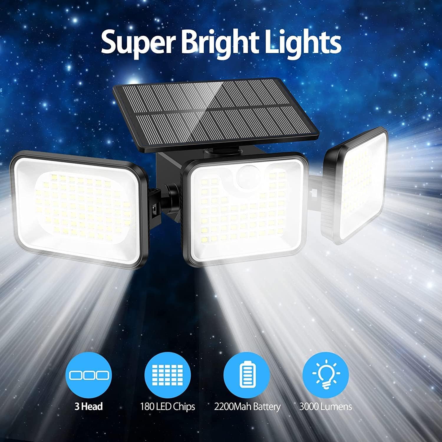 Sunenvoy Solar Lights Outdoor with Motion Sensor, Dual Head Security Lights Solar Powered, 30 LED Flood Light Motion Detected Spotlight for Garage Yard Entryways Patio, IP65 Waterproof
