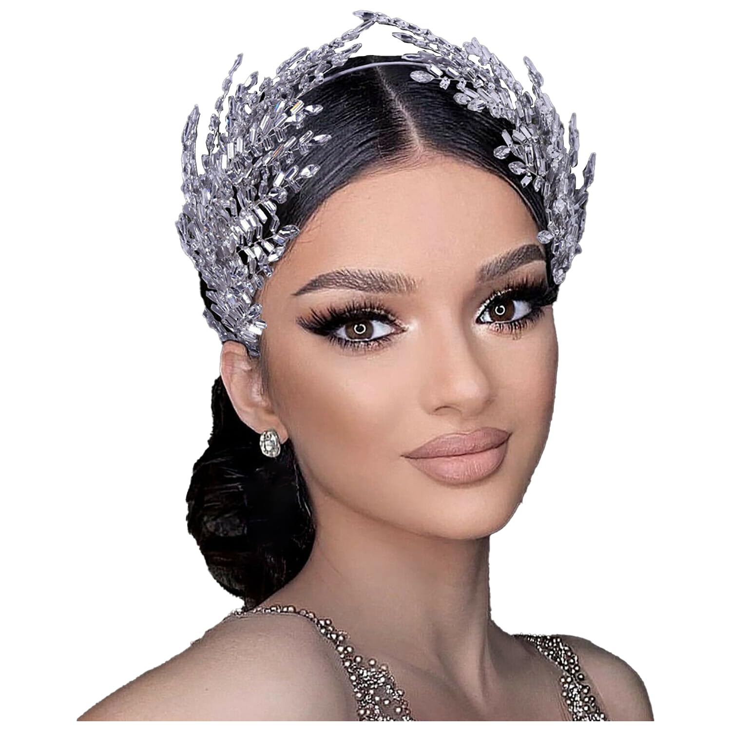 TFANUO Bridal Headpieces for Wedding Women Rhinestone Headband Crystal Tiara Wedding Silver Bridal Hair Accessories