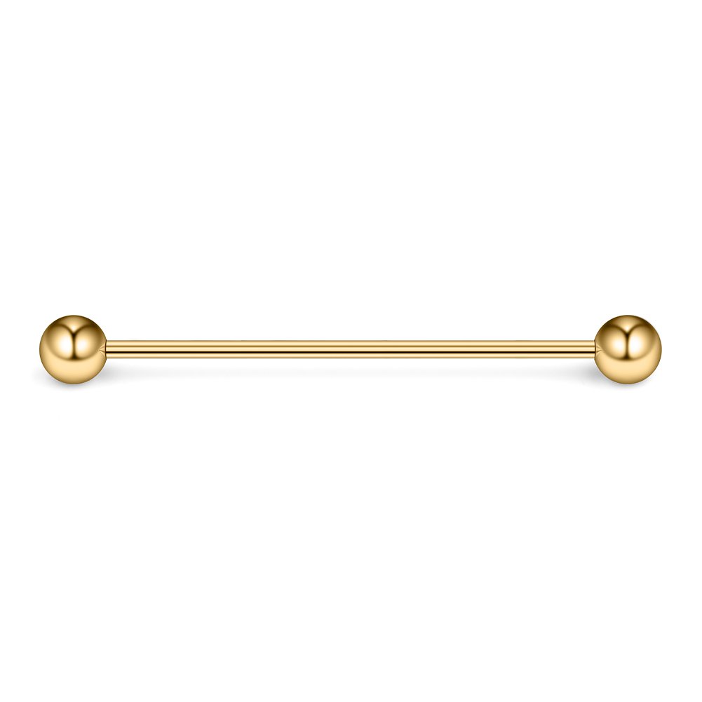 Ruifan 1PC 16 Gauge Industrial Barbell Cartilage Earring Body Piercing Jewelry 1 3/8 Inch(35mm) - Gold