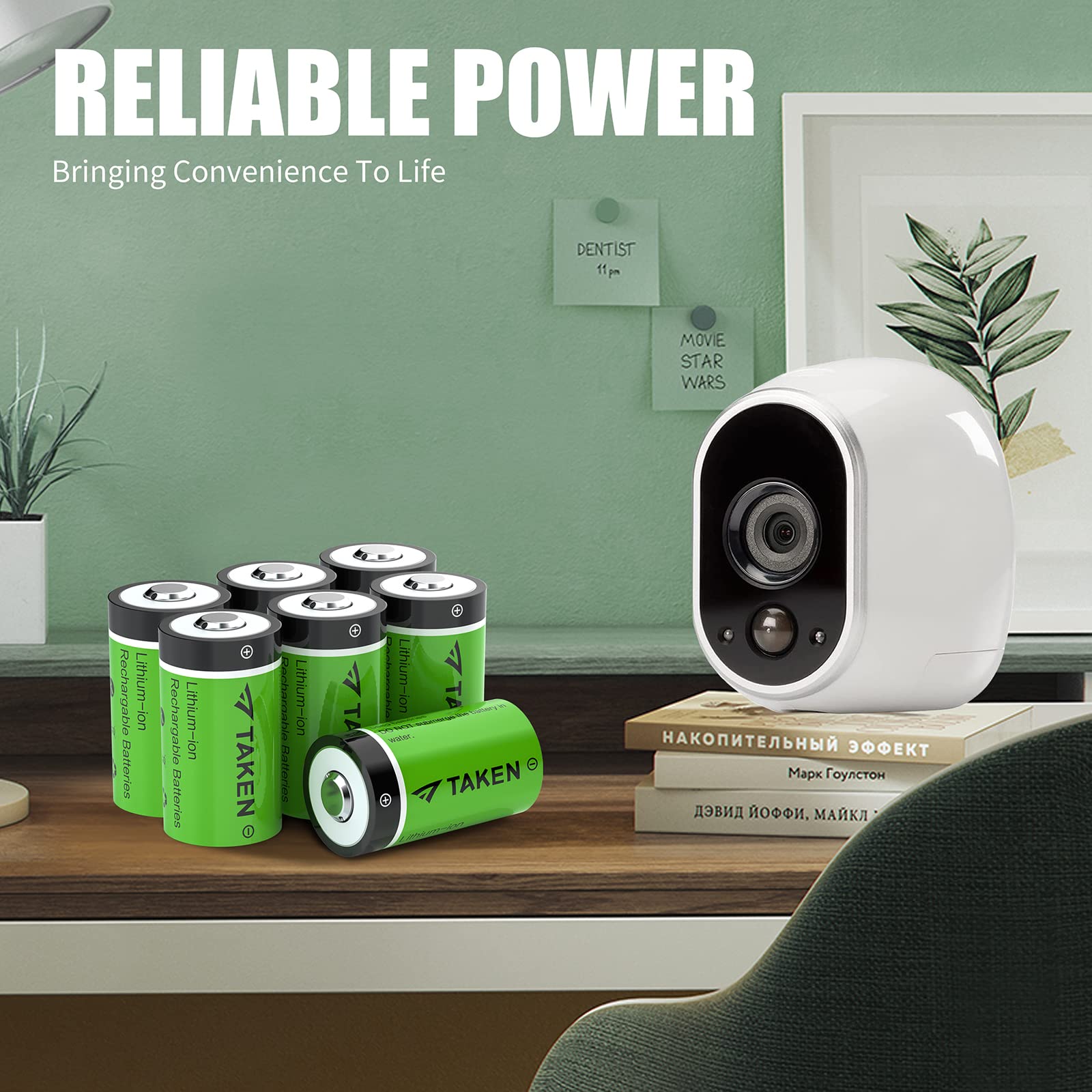 Taken 8 Pack CR123A Lithium Batteries 3.7V 123 Batteries Lithium [CAN BE RECHARGED] with Charger for Arlo VMC3030 VMK3200 VMS3330 3430 3530