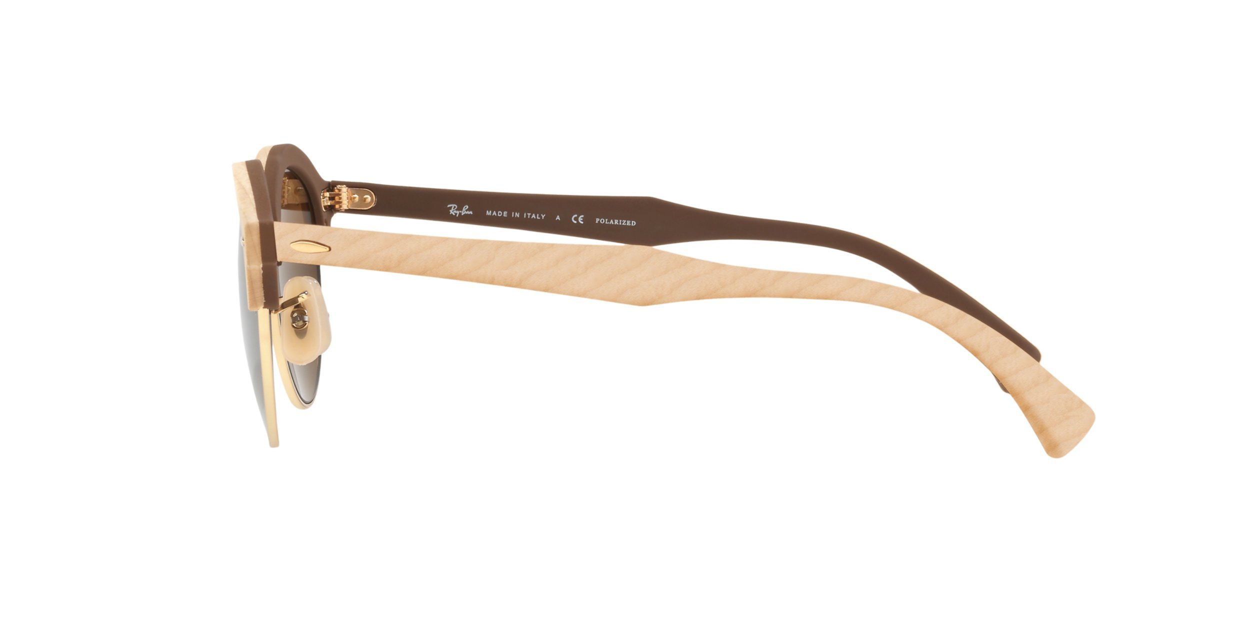 Ray-Ban Rb4246m Clubhouse Wood Round Sunglasses, Gold/Polarized Brown, 51 mm