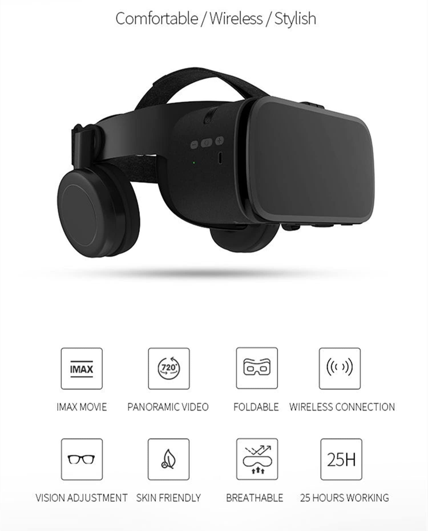 Virtual Reality Headset, VR headsets w/Remote for iPhone Android PC Phone for iPhone 13 12 11 Pro X S R Max Samsung, 3D VR Set para Gafas de Realidad Virtual for Kid Adult Play 3D Game Movie, Black