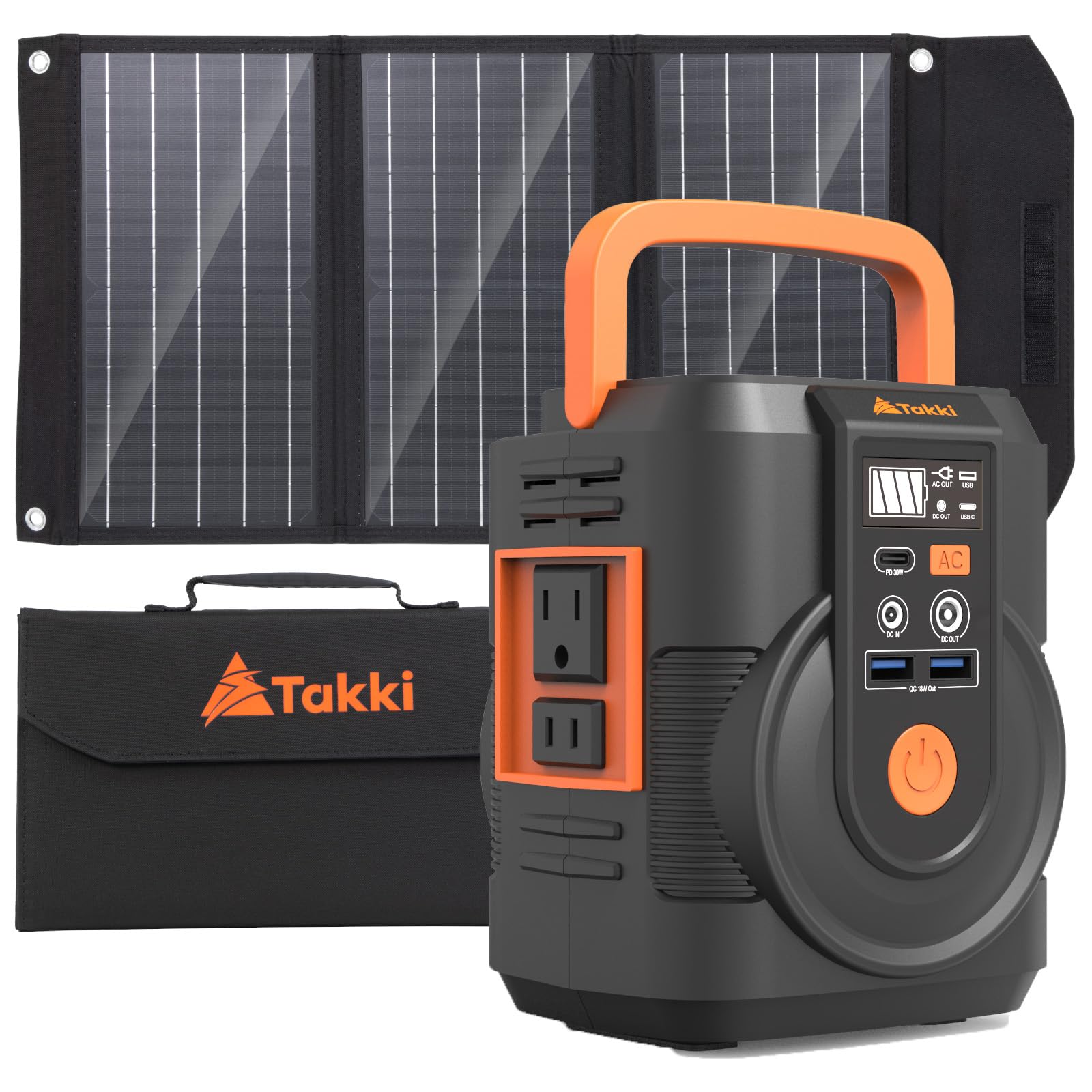 Takki 111Wh Portable Power Station with 30W Solar Panel Included for Camping Outdoor Laptop Emergency