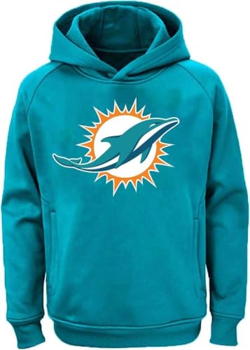 Outerstuff NFL Youth 8-20 Polyester Performance Primary Logo Hoodie & T-Shirt 2 Pack Set (10-12, Miami Dolphins)