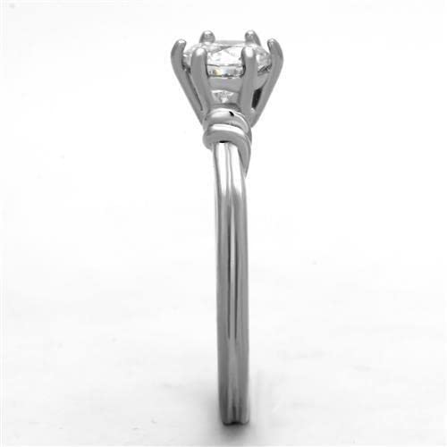 Zawadee TK1431 - High Polished (no Plating) Stainless Steel Ring with AAA Grade CZ in Clear Size 7