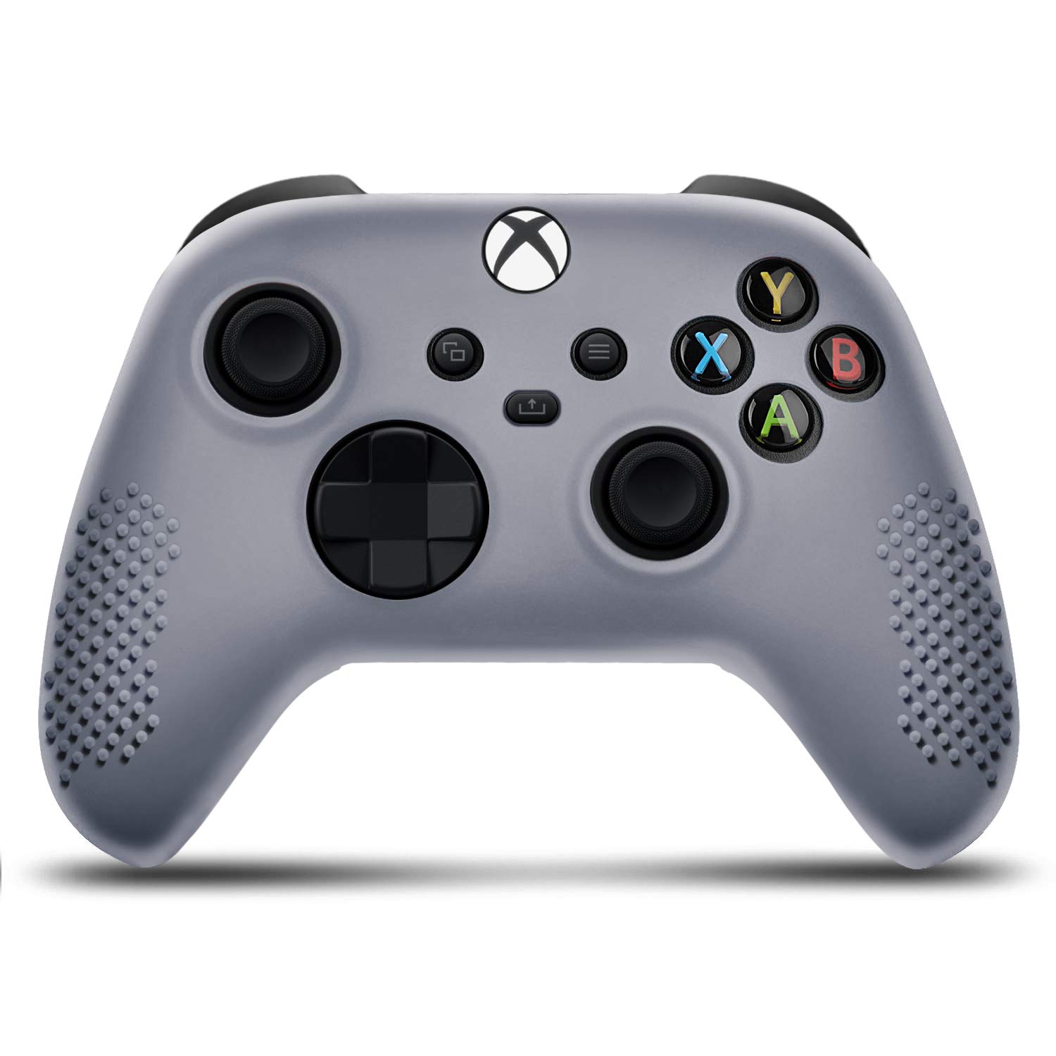 TNP Controller Cover Skin Case + 8 Thumb Grips Set (Transparent White) Compatible with Xbox Series S/X - Soft Studded Anti-Slip Silicone Gel & Rubber Stick Caps Accessories for Video Games