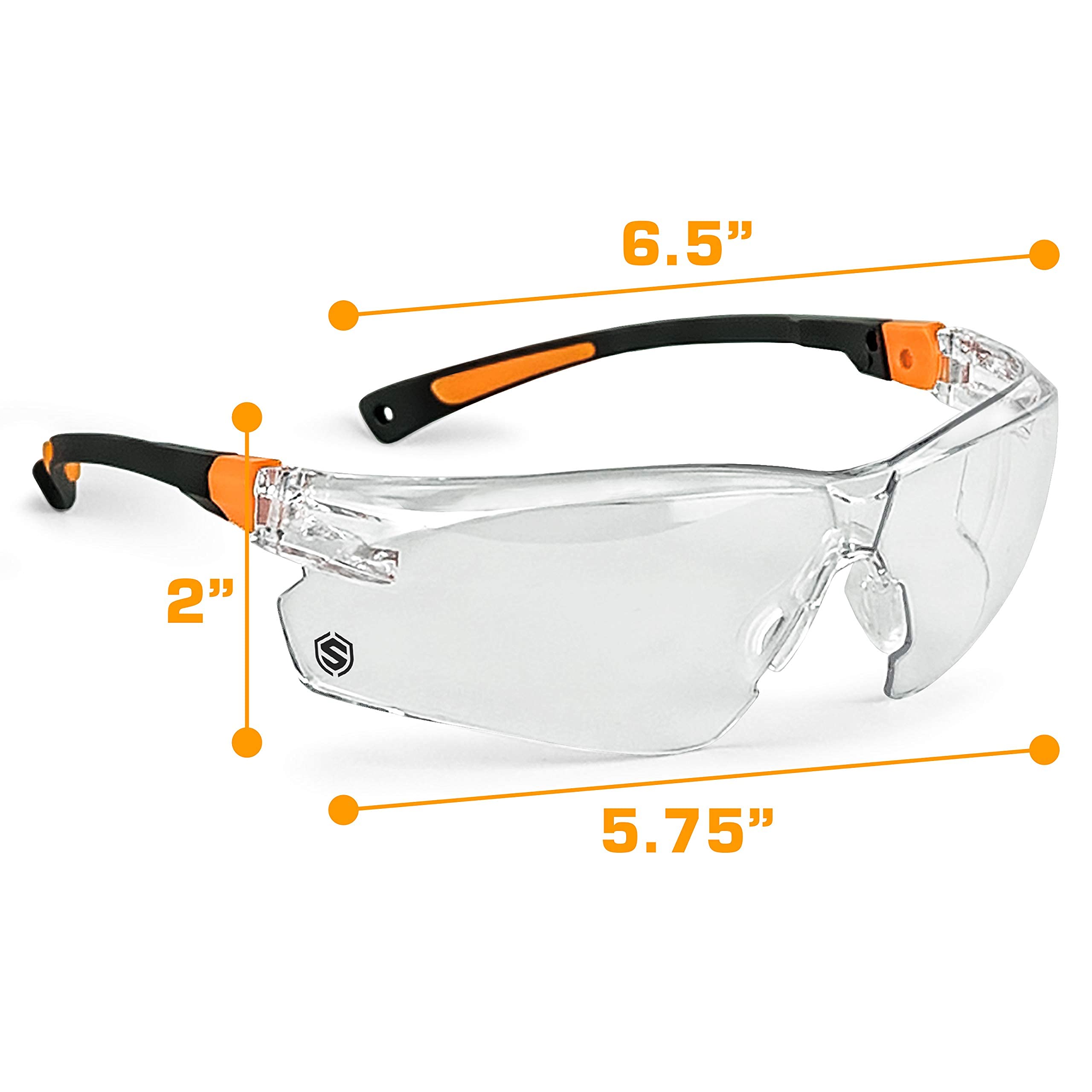 Strive Performance Tracer Safety Glasses - Scratch-Resistant UV Protection Wraparound Lens, Clear 2-Pack