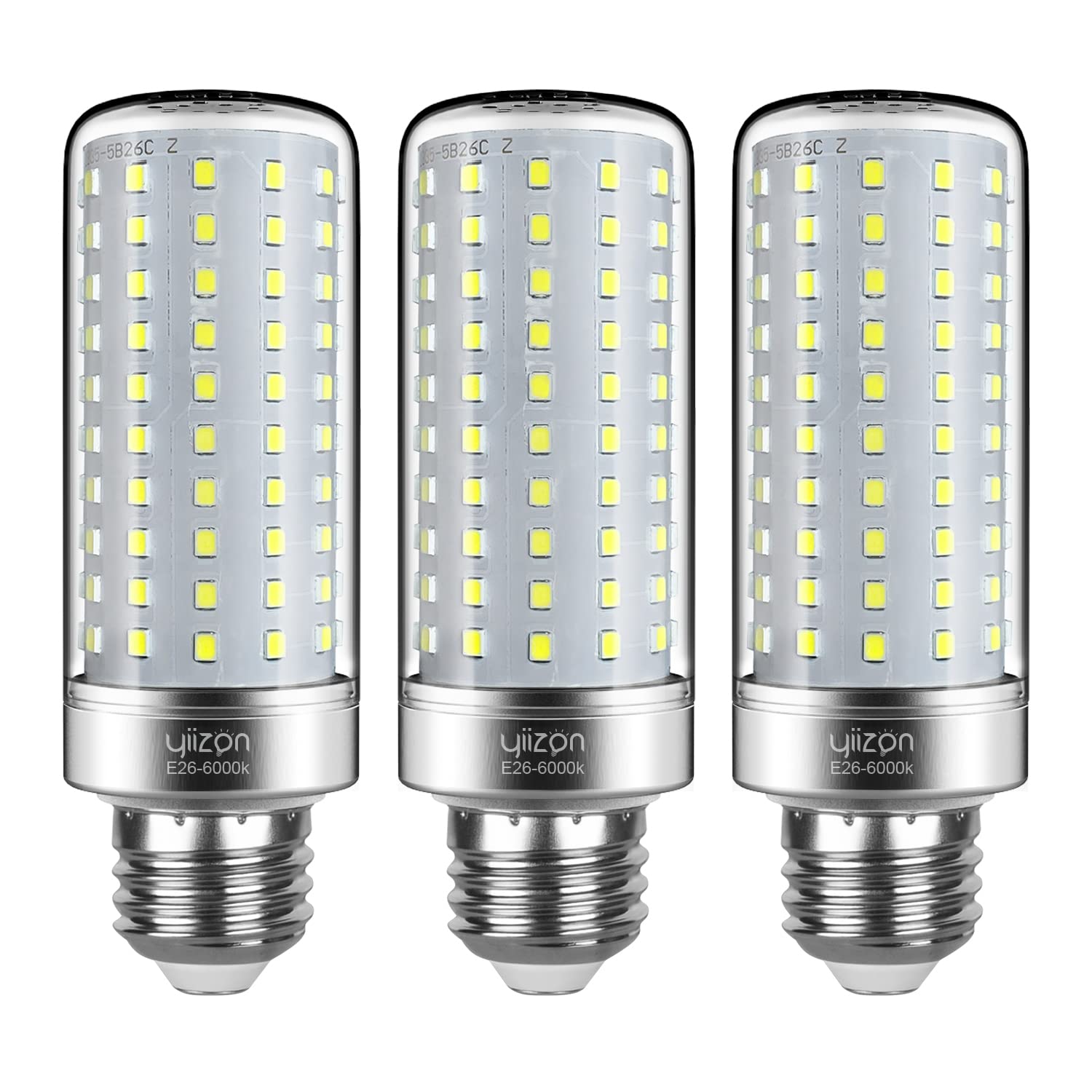 YIIZON LED Corn Bulbs, E26, 25W, Equivalent to 200 W Incandescent Light Bulbs, 6000K Daylight White, 2500LM, E26 Edison Screw Light Bulbs,Non-dimmable 3 Pack