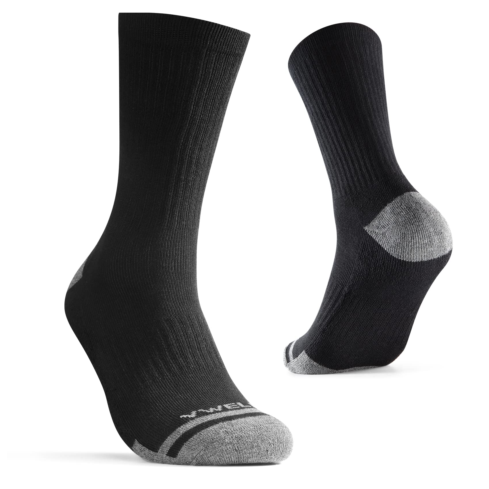 VWELL Mens Athletic Crew Socks, 8 Pairs Cotton Cushioned Moisture Control Work Boot Socks