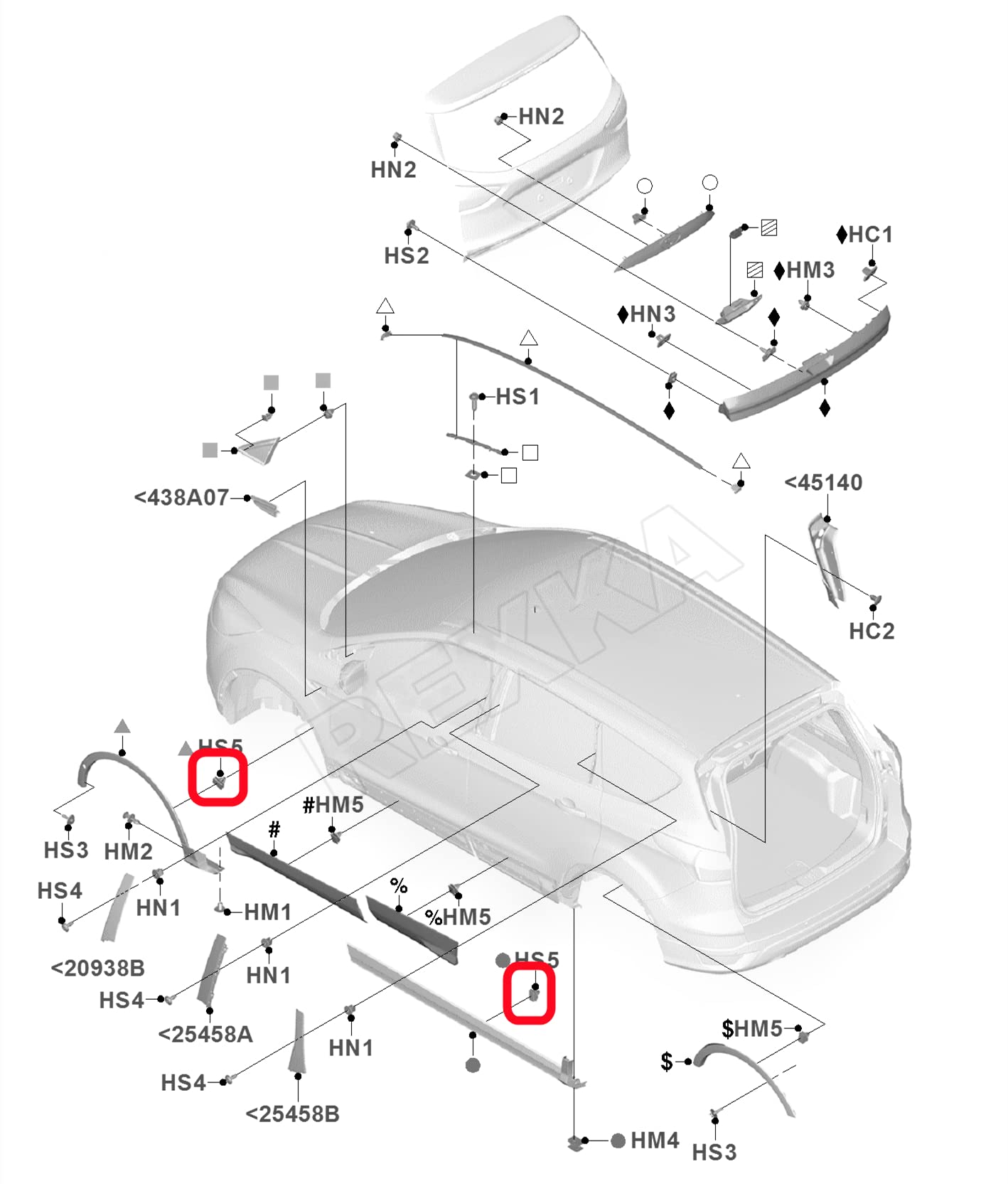 Rexka 20pcs Exterior Rocker Moulding Clips for Ford Escape F-150 MKC Ranger W715201-S300 W716351-S300
