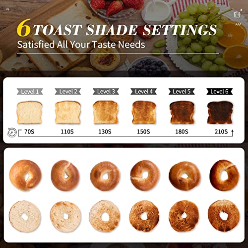 Toaster 4 Slice Stainless Steel Toaster with Bagel, Cancel, Defrost Function, Keenstone 4 Slice Toaster with Removable Crumb Tray, 4 Extra Wide Slots, 6 Shade Settings, Black