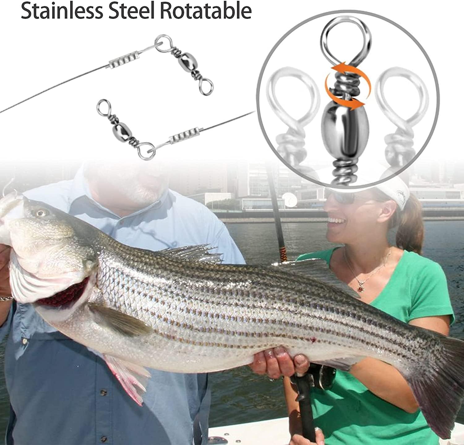 SEAOWL Saltwater Steel Circle Hook Rigs,Octopus Offset Fishing Hooks Leader Wire for Catfish Bass