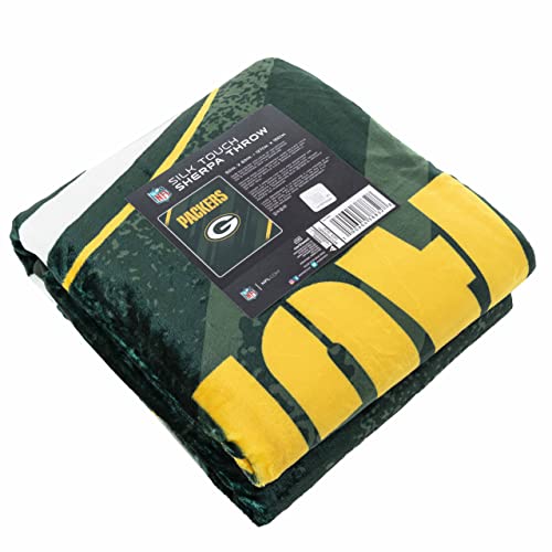 Northwest NFL Velocity Silk Touch Sherpa Throw Blanket, 50" x 60" Green Bay Packers