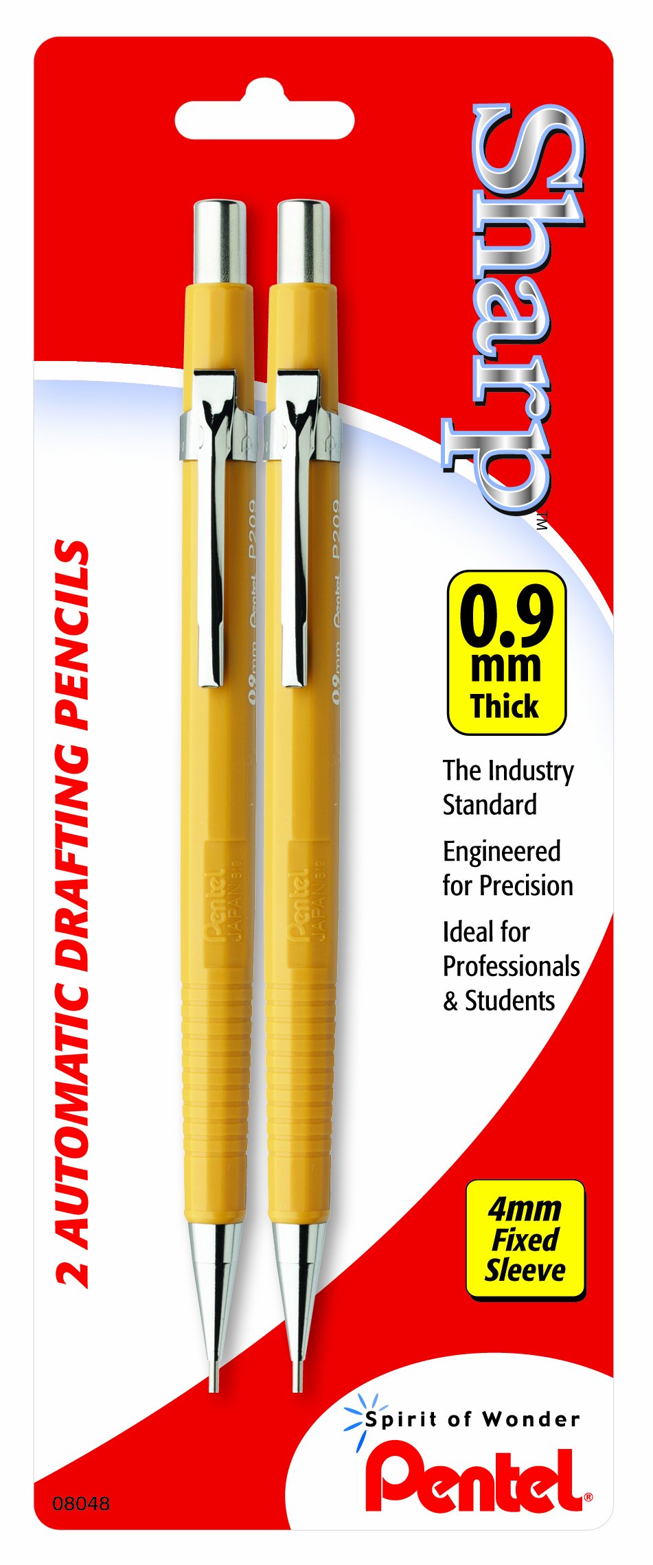 Pentel® Sharp™ Automatic Drafting Pencils, 0.9 mm, Black, Pack Of 2