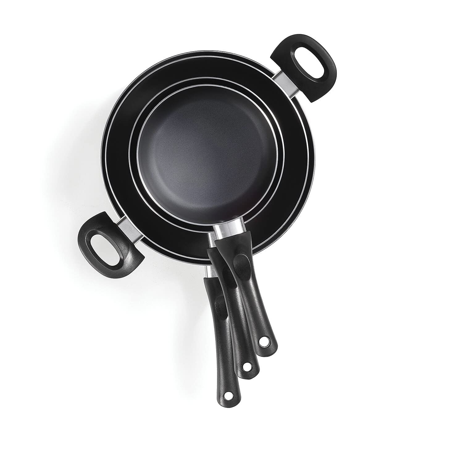 Starfrit 034402-001-SBA2 Starbasix Non-Stick Aluminum 7-Piece Cookware Sets, NORMAL, Black