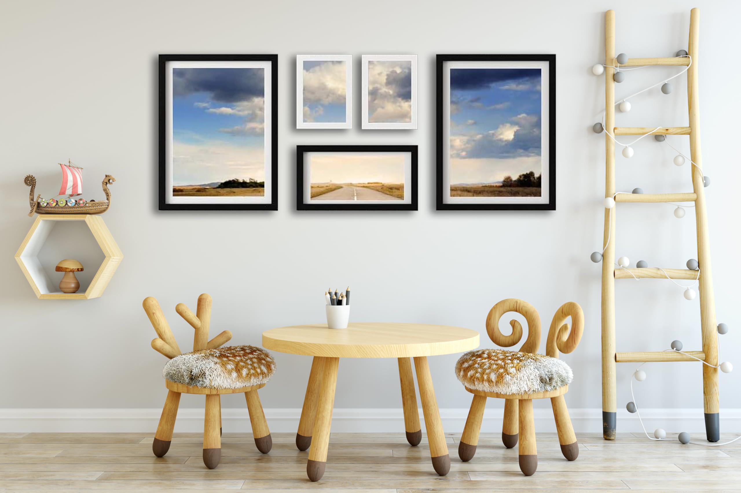 Picrit 11x14 Picture Frame Set of 7, Display 8 x 10 with Mat or 11 x 14 Without Mat, Photo Frames for Wall Mounting or Table Top Display, Black.