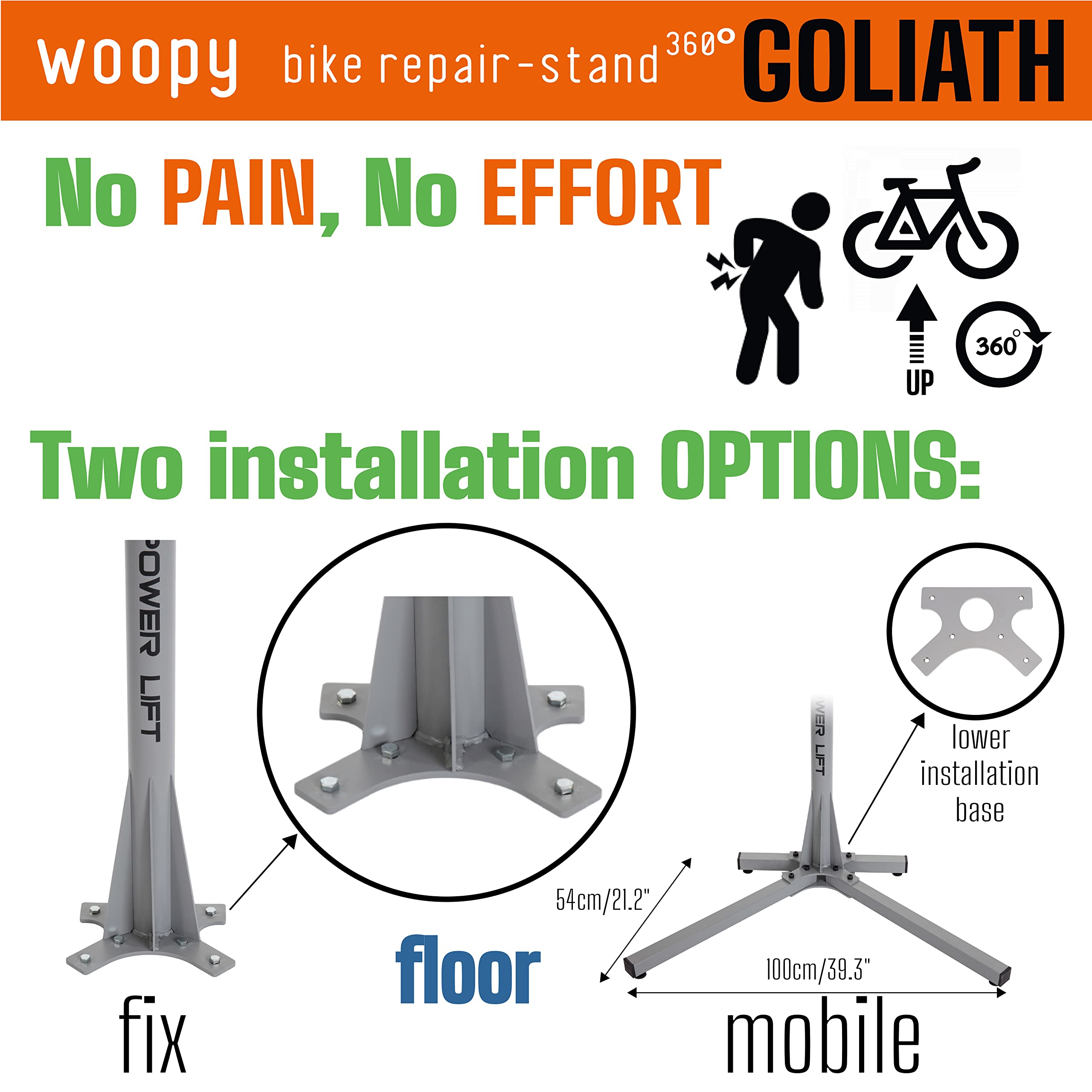 WOOPY Bicycle Repair Stand, Height Adjustable, Portable, for Bicycle Maintenance, Indoor or Outdoor Use, Max Load 132 lb, Goliath G2