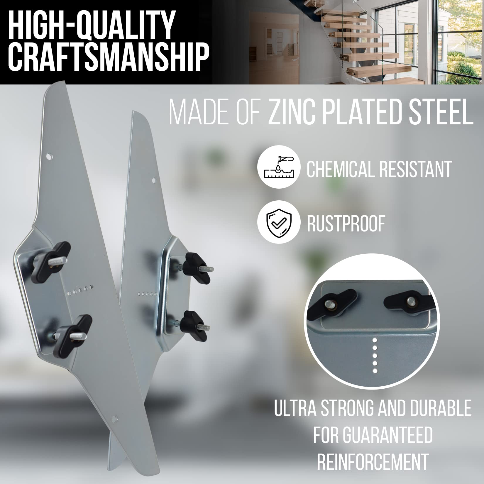 Professional Stair Tread Tool with Accurate Angle Measurement for DIY Template and Installation Layouts, Heavy-Duty Stringer, Riser, and Clamp Gages, Supports Shelving Installs