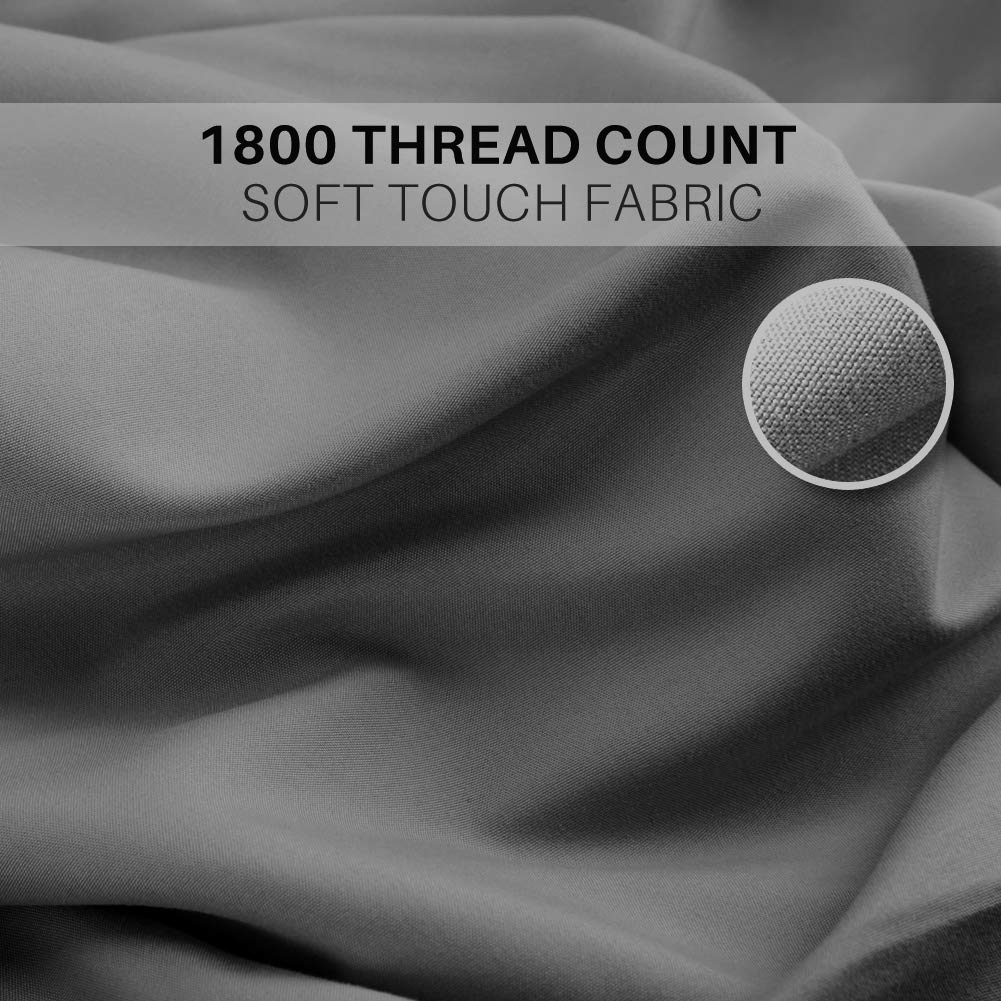 Secura Queen Bed Sheet Set 4 Piece - Soft Microfiber 1800 Thread Count 16" Deep Pocket Sheet Sets - Hypoallergenic, Wrinkle & Fade Resistant (Gray)