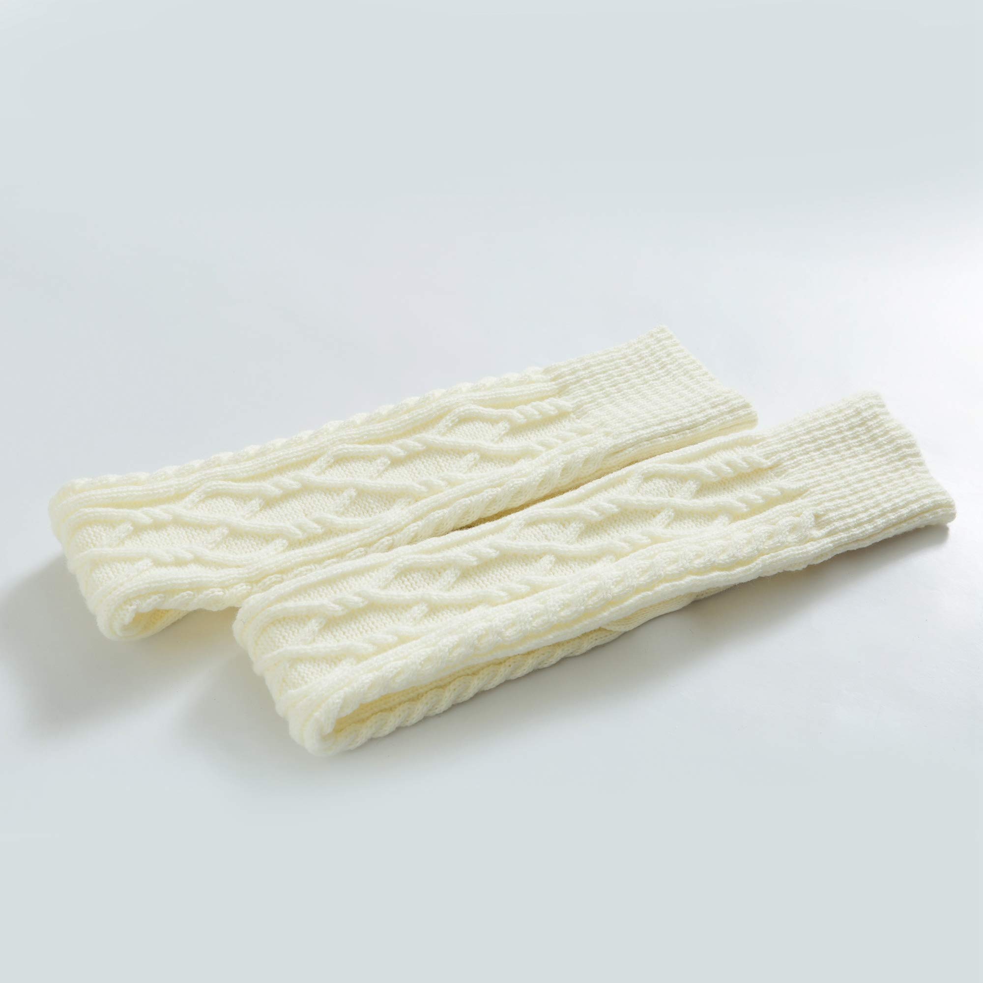 SherryDC Women's Cable Knit Boot Stockings Extra Long Thigh High Leg Warmers Winter Floor Socks White