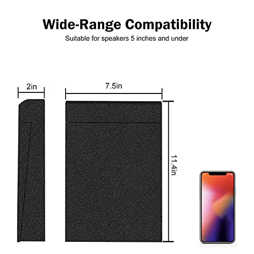 Studio Monitor Isolation Speaker Pads for 5 Inch Speakers, High Density Audio Acoustic Noise Isolation Platform Foam Pads Fit Most Speaker Stands - 2 Pads