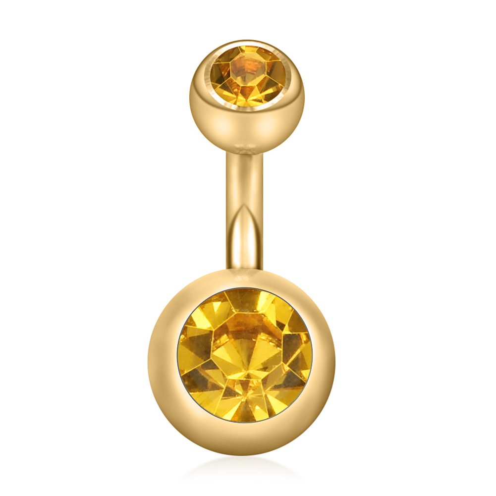 Ruifan 4PCS 14G 6mm 1/4 Inch 316L Surgical Steel Short Belly Earring Navel Button Rings Set - Gold