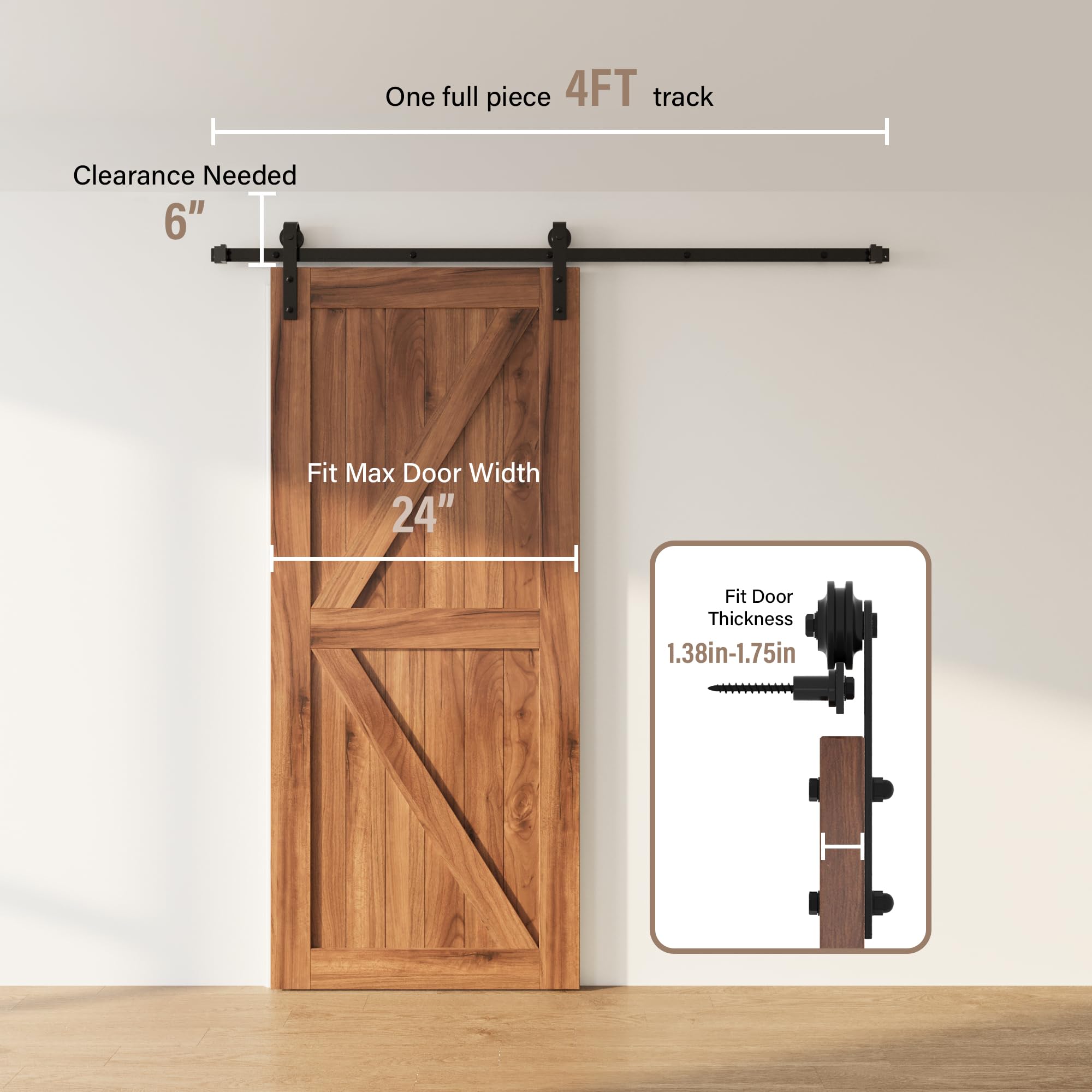 WINSOON 36 x 84 inch Unfinished Sliding Barn Door Interior Panelled Slab, Solid Spruce Wood Barn Door, K-Frame, Pre-Drilled, Easy DIY Assembly, Bottom Grooved, Natural