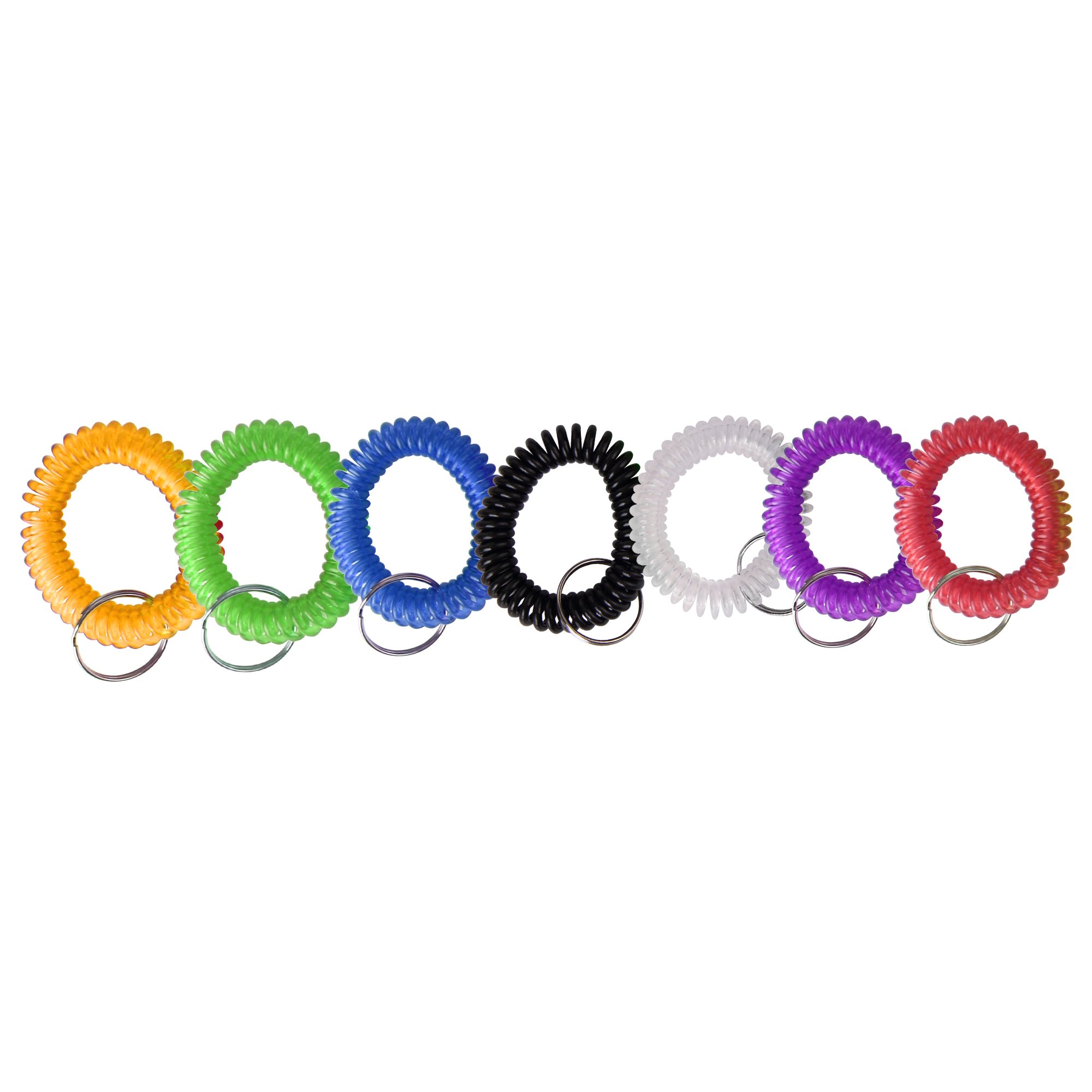sansheng Pack of 70 Wrist Coil Keychain,Wrist Coil Key Ring,Stretchable Coil Keychain Bracelet,Plastic Coil Wrist Keychains(7 Colours)