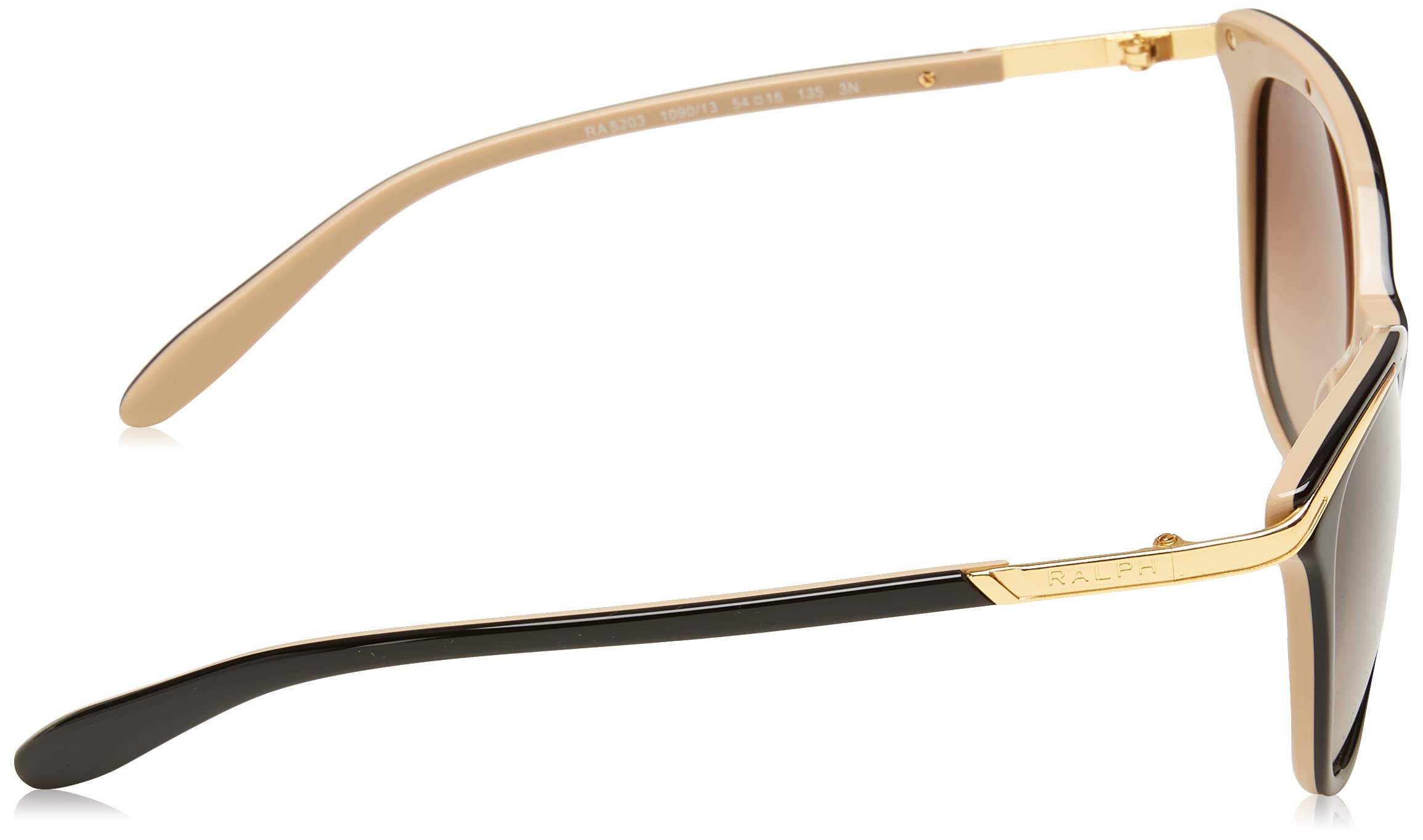 Ralph by Ralph Lauren Women's RA5203 Cat Eye Sunglasses, Shiny Black On Nude & Gold/Gradient Brown, 54 mm