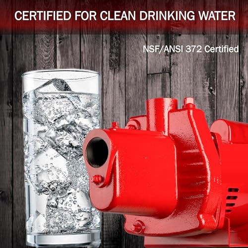 Red Lion RJS-50-PREM 1/2 HP, 12 GPM, 115/230 Volt, Premium Cast Iron Shallow Well Jet Pump, Red, 602206