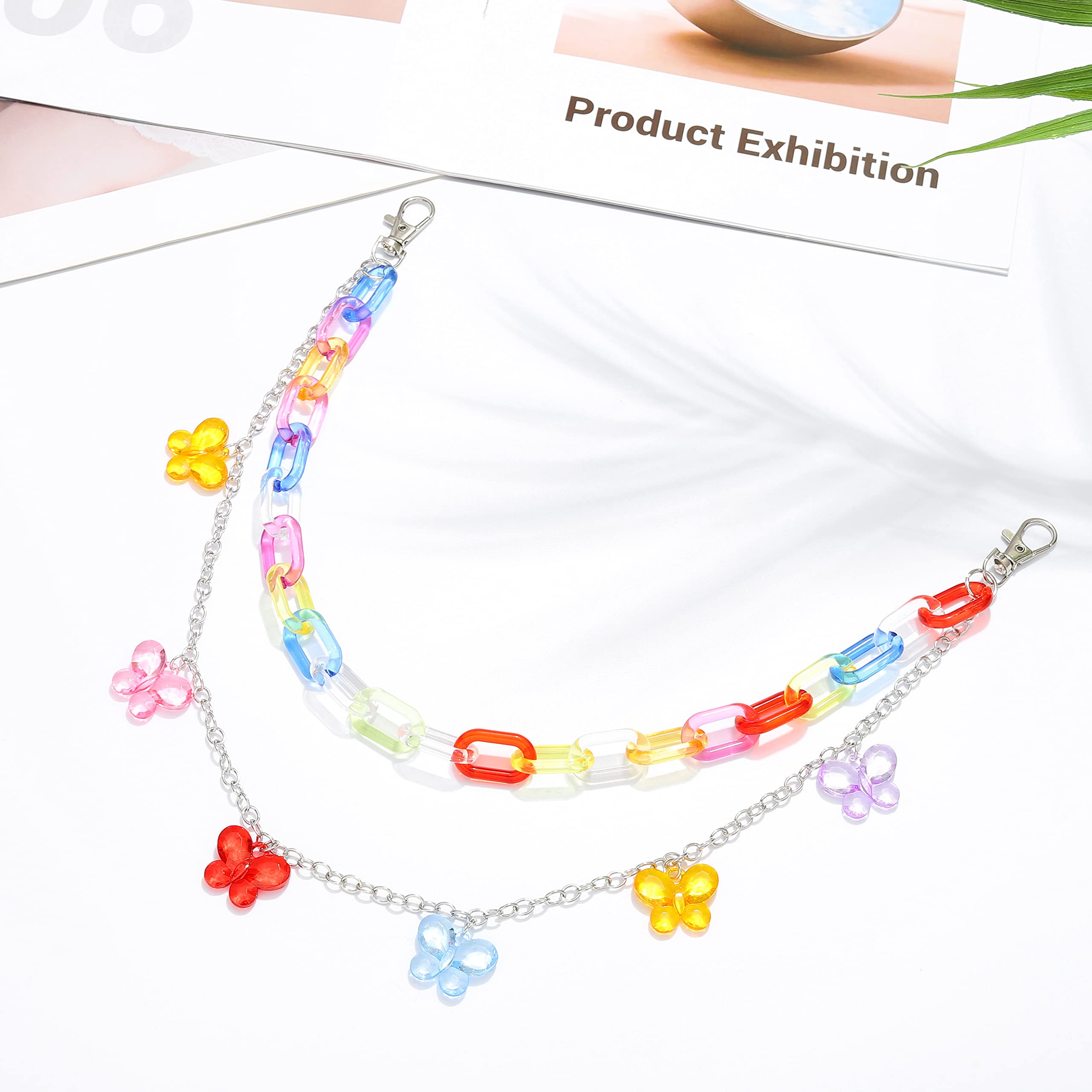 Zehope Layered Acrylic Pant Chains Jean Chains Colorful Keychains Body Jewelry for Women