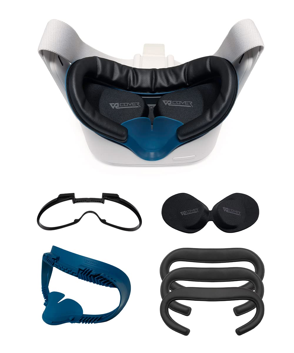 VR Cover Fitness Facial Interface and Foam Set for Oculus/Meta Quest 2 (Dark Grey & Black)