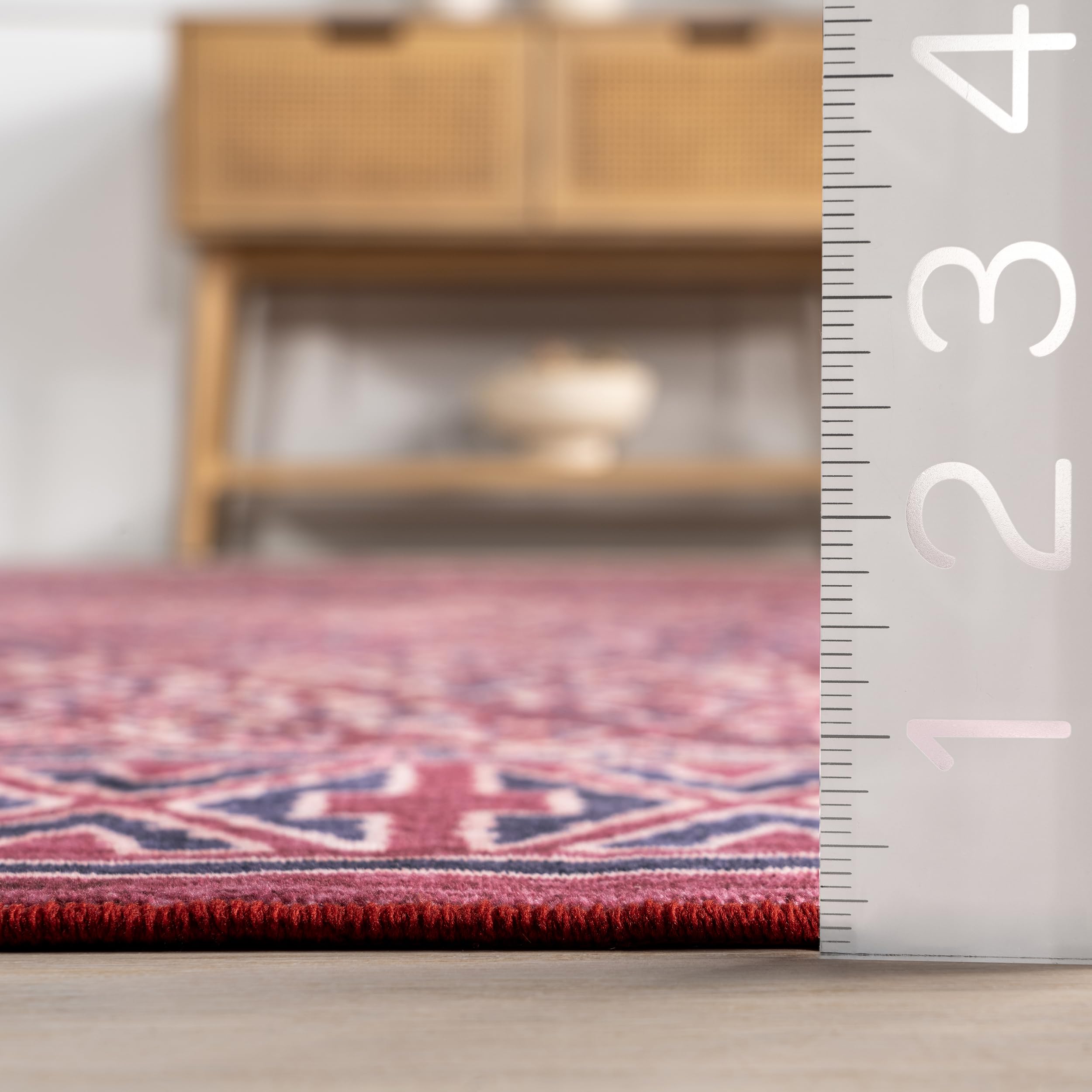 Rugs USA x Prabal Gurung Bagmati Machine Washable Area Rug, 9x12, Pink