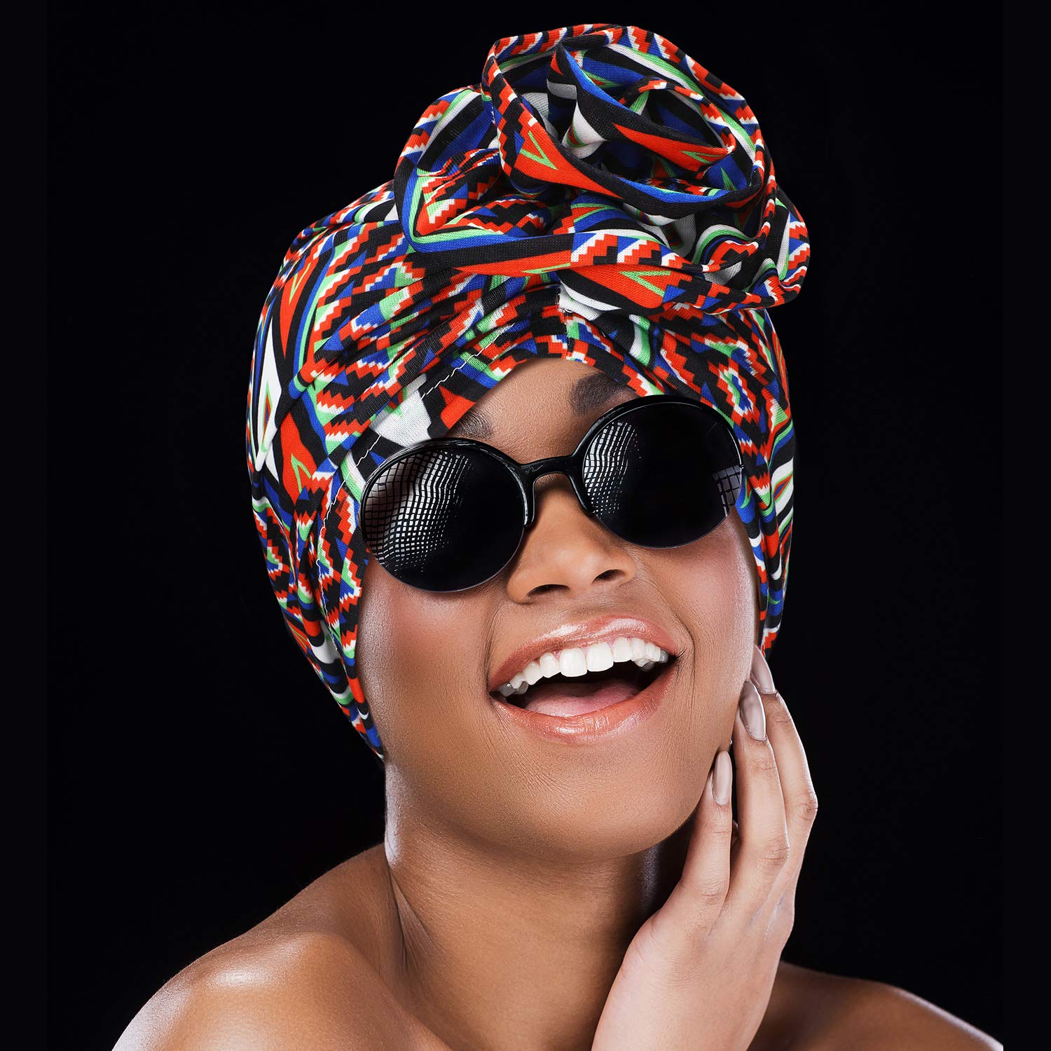 SATINIOR 6 Pieces Women Turbans African Pattern Knot Headwrap Pre-Tied Bonnet for Women Girls Multicoloured
