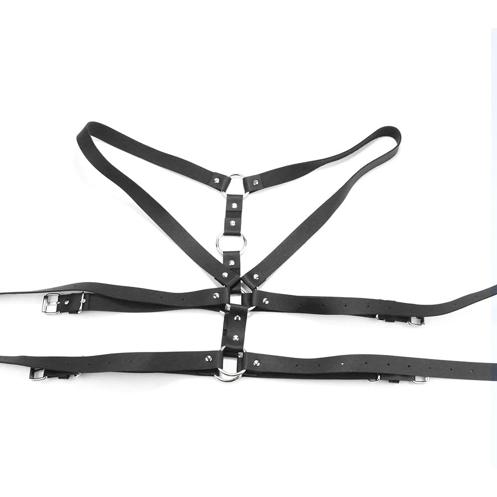 Women's Punk Gothic Dance Body Harness Shoulder Suspender Chest Bra Top Vest Belt Necklace Waist Chain for Carnival (b)