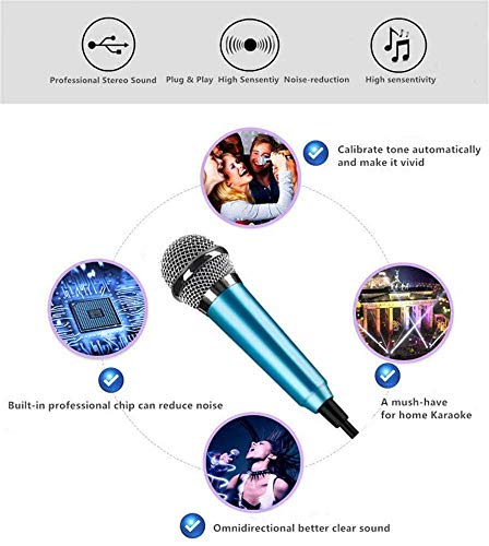 YUMOMUY Mini Microphone,Tiny Microphone,Mini Karaoke Microphone for Mobile Phone Laptop Notebook Apple iPhone Sumsung Android (Blue)