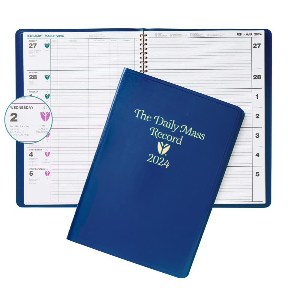 The 2024 Daily Mass Record Book by Franklin X. McCormick | Ecclesiastical Year | Planner Lays Flat on Desk | Keep Track of Daily Catholic Readings | Vestment Color Guide | Organization for Church and Clergy