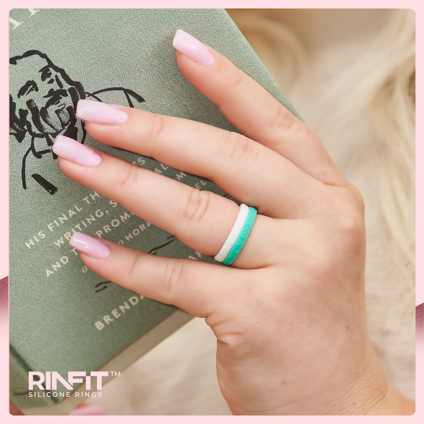 Rinfit Silicone Wedding Rings for Women - Soft, Stackable & Thin Silicone Ring Women - Rubber Wedding Bands Women- U.S. Design Patent Pending - SetI, Size 7
